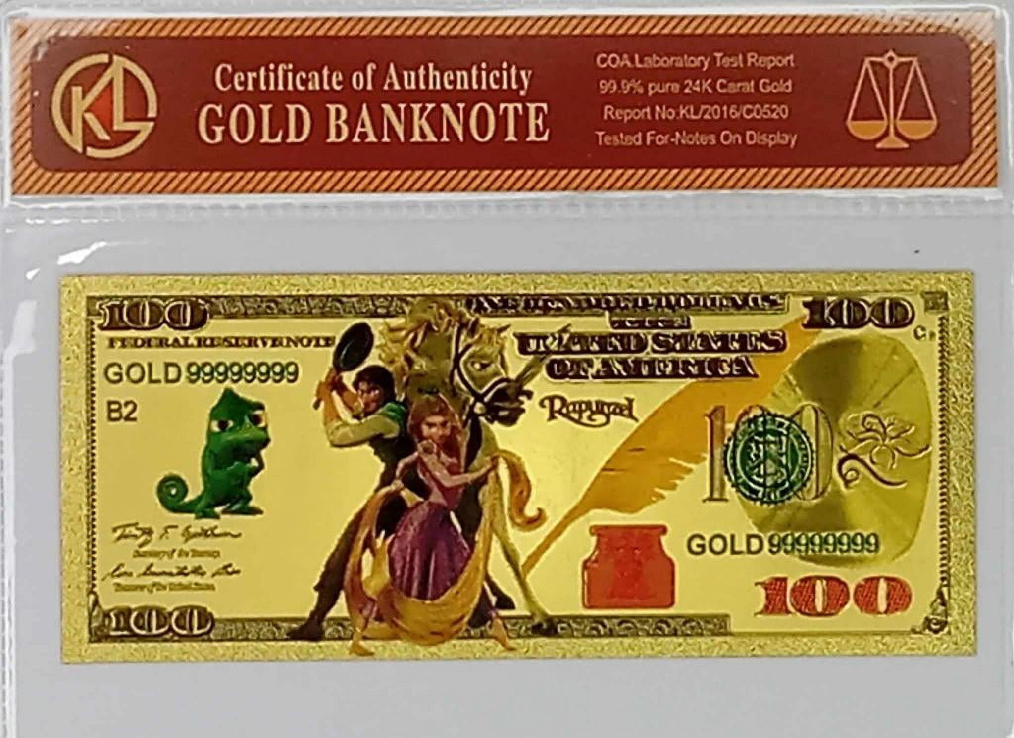 Disney's Tangled Princess 24k Gold Foil Money Collectible Bank Note ...
