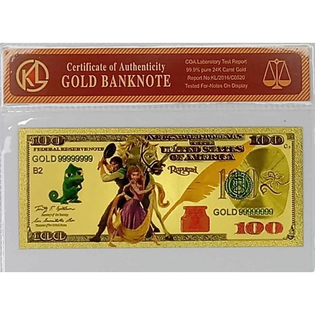 Disney's Tangled Princess 24k Gold Foil Money Collectible Bank Note ...