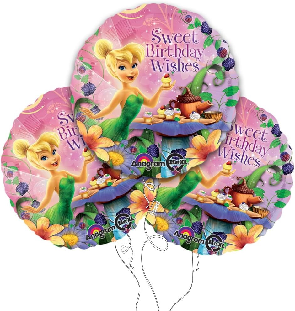 Disney's Tinkerbell 18" Round Foil Balloon for Birthday - 3pk Supplies ...