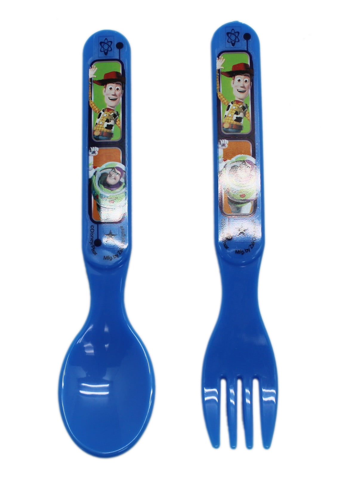 Disney's Toy Story Buzz and Woody Blue Plastic Kids Spoon and Fork Set ...