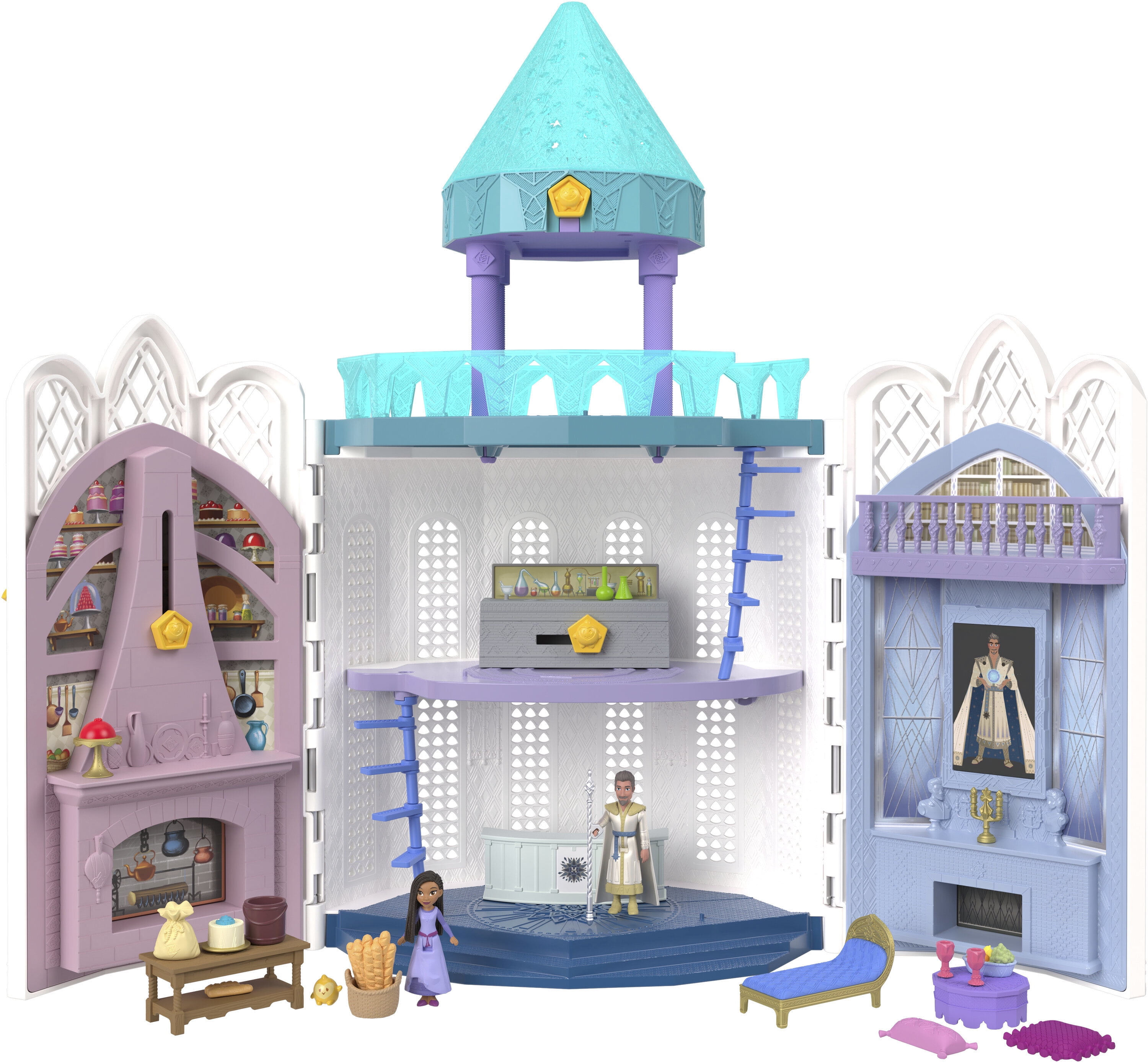 Disney’s Wish Rosas Castle Playset, Dollhouse with 2 Posable Mini Dolls ...
