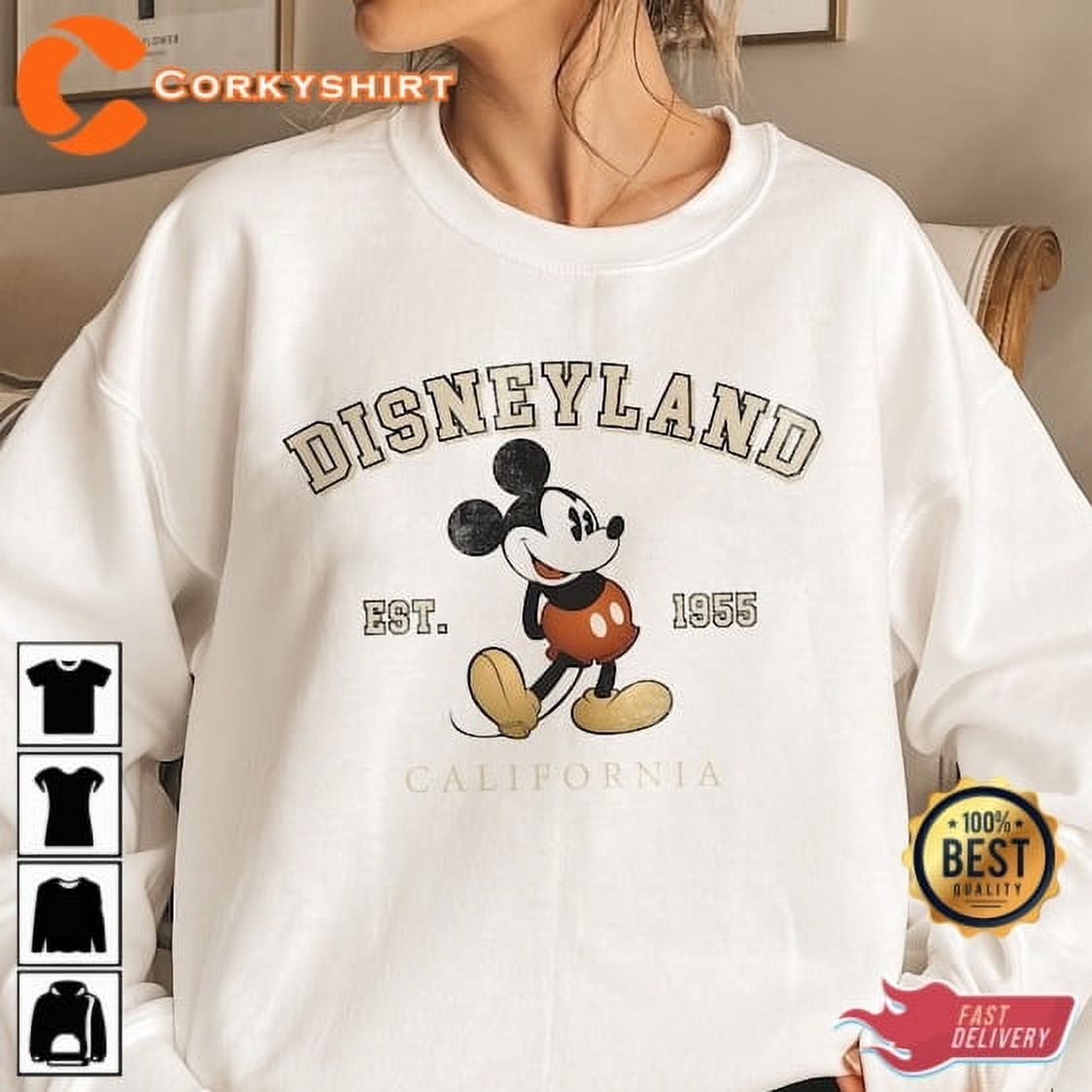 Disneyland 1955 Sweatshirt Mickey Mouse Shirt - Walmart.com