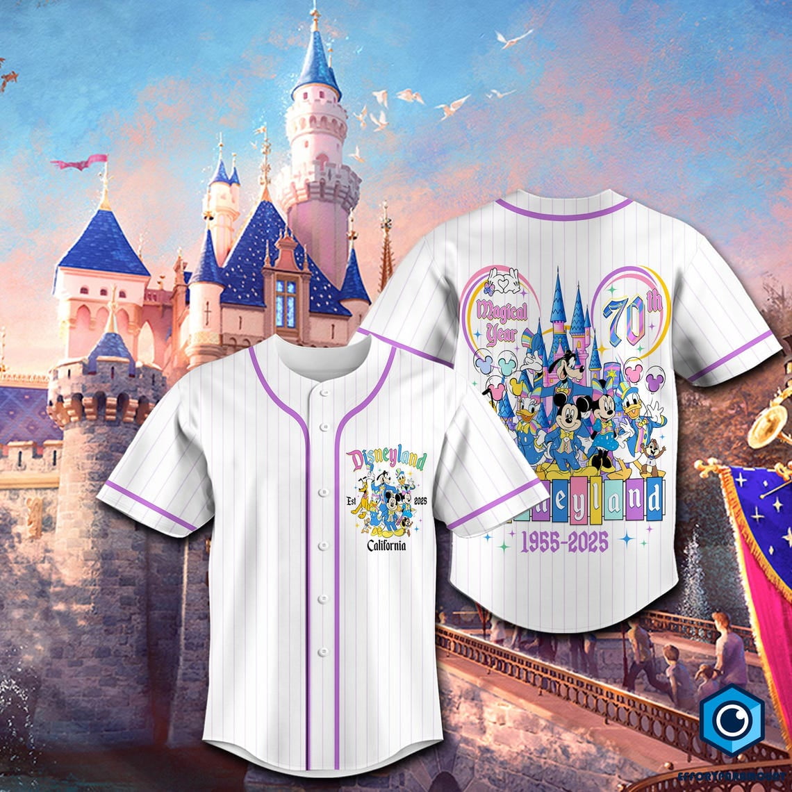 Disneyland 70th Anniversary 1955-2025 Baseball Jersey, 70 years of Magic shirt, Disneyland ...