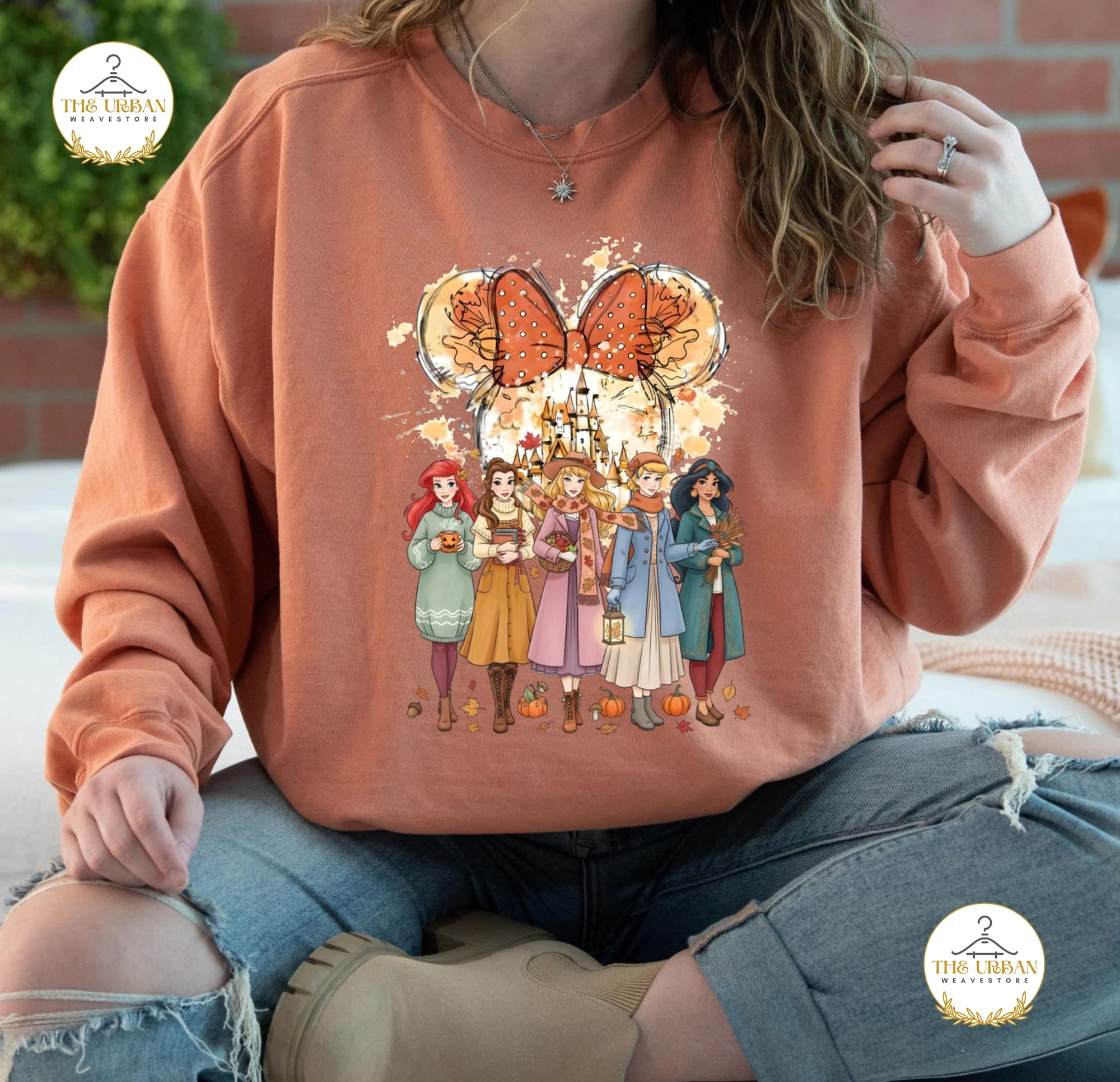 Disneyland Princess Fall Season Sweater Autumn T-shirt Disney Princess ...
