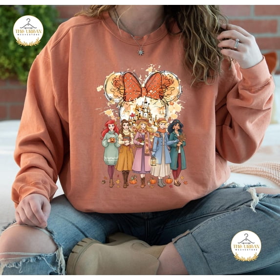 Disneyland Princess Fall Season Sweater Autumn T-shirt Disney Princess ...