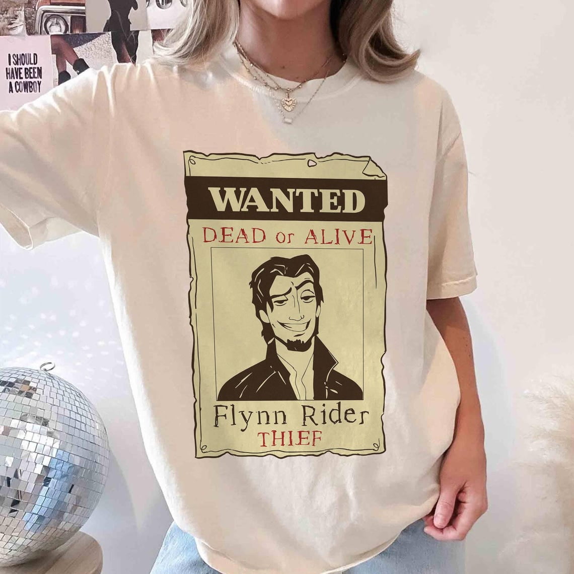 Disneyland Tangled Funny Wanted Dead or Alive Flynn Rider Thief Retro Shirt, Disneyland Family ...