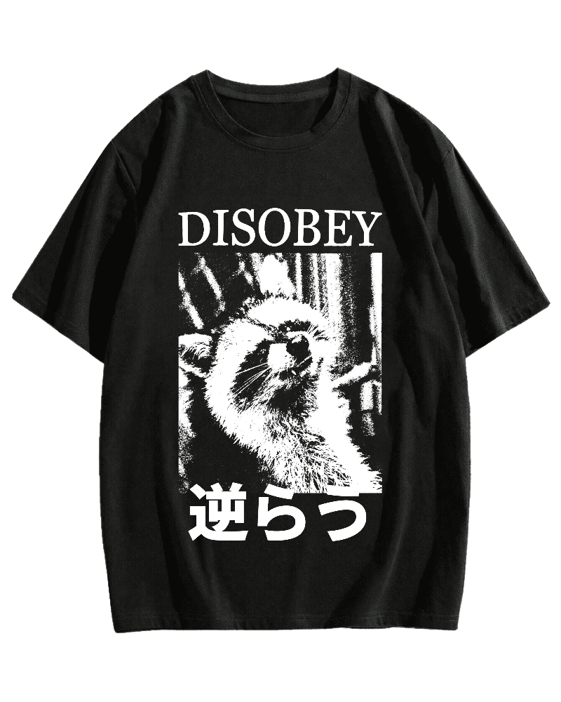 Disobey Raccoon Cotton casual T-shirt - Walmart.com