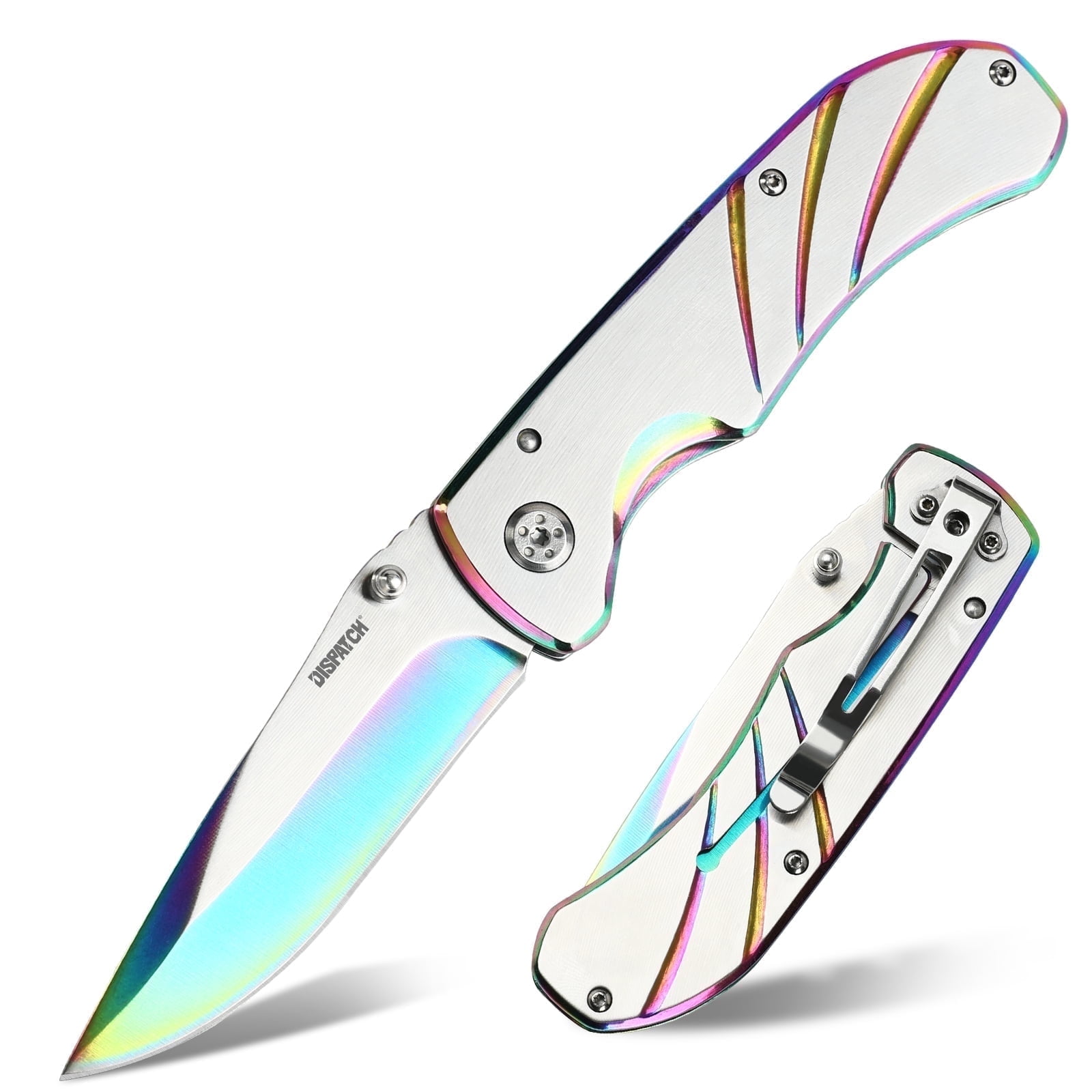 Dispatch 4.5” Folding Pocket Knife with Stainless Steel Handle and Clip ...