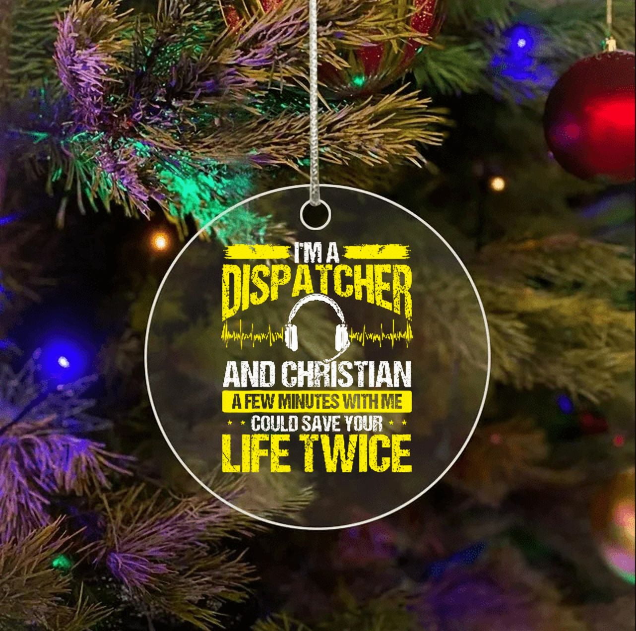Dispatcher Christian Thin Gold Line Dispatch Operator Ornament, Home ...