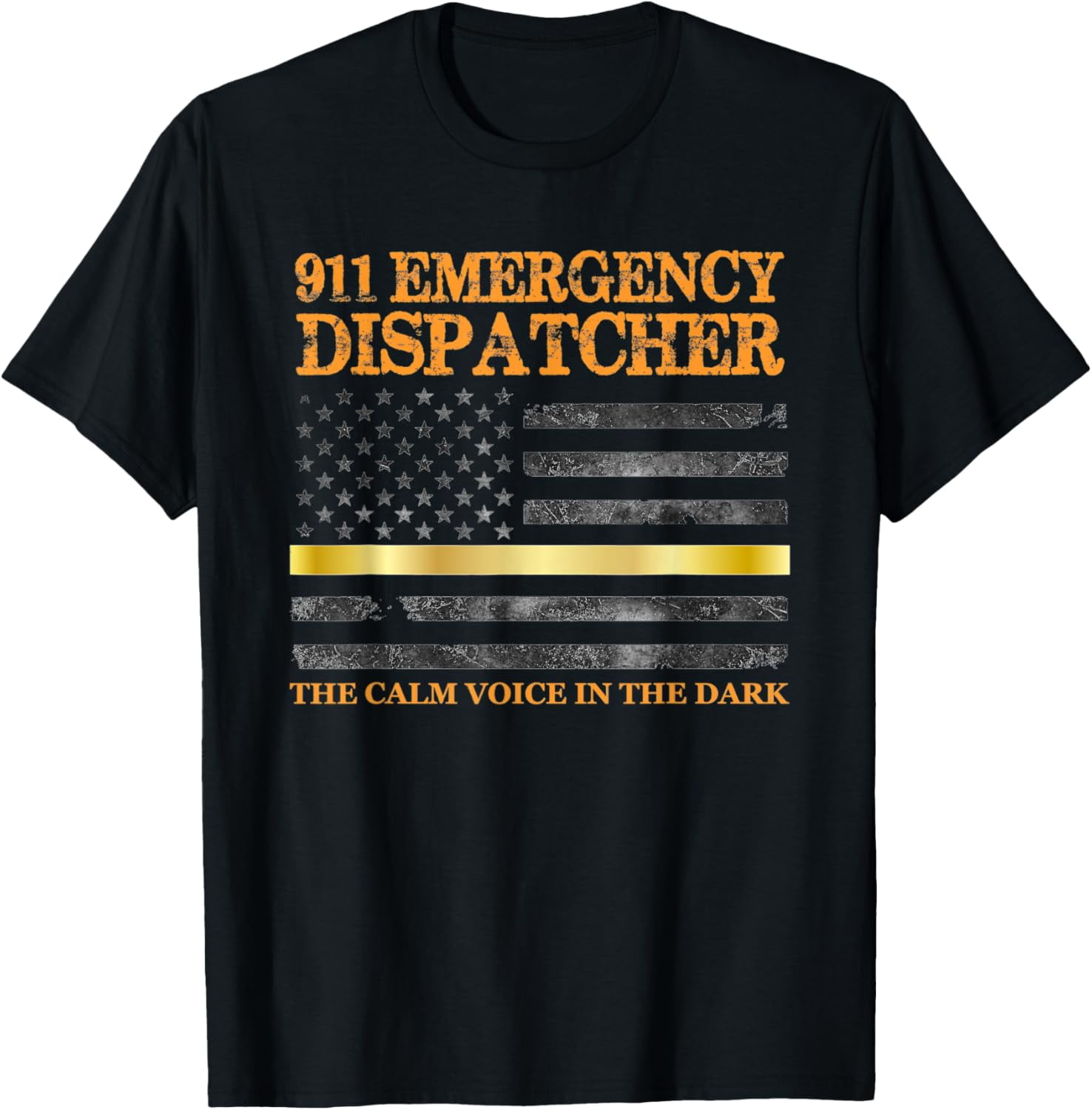 Dispatcher Gifts - Thin Gold & Yellow Line Emergency 911 T-Shirt ...