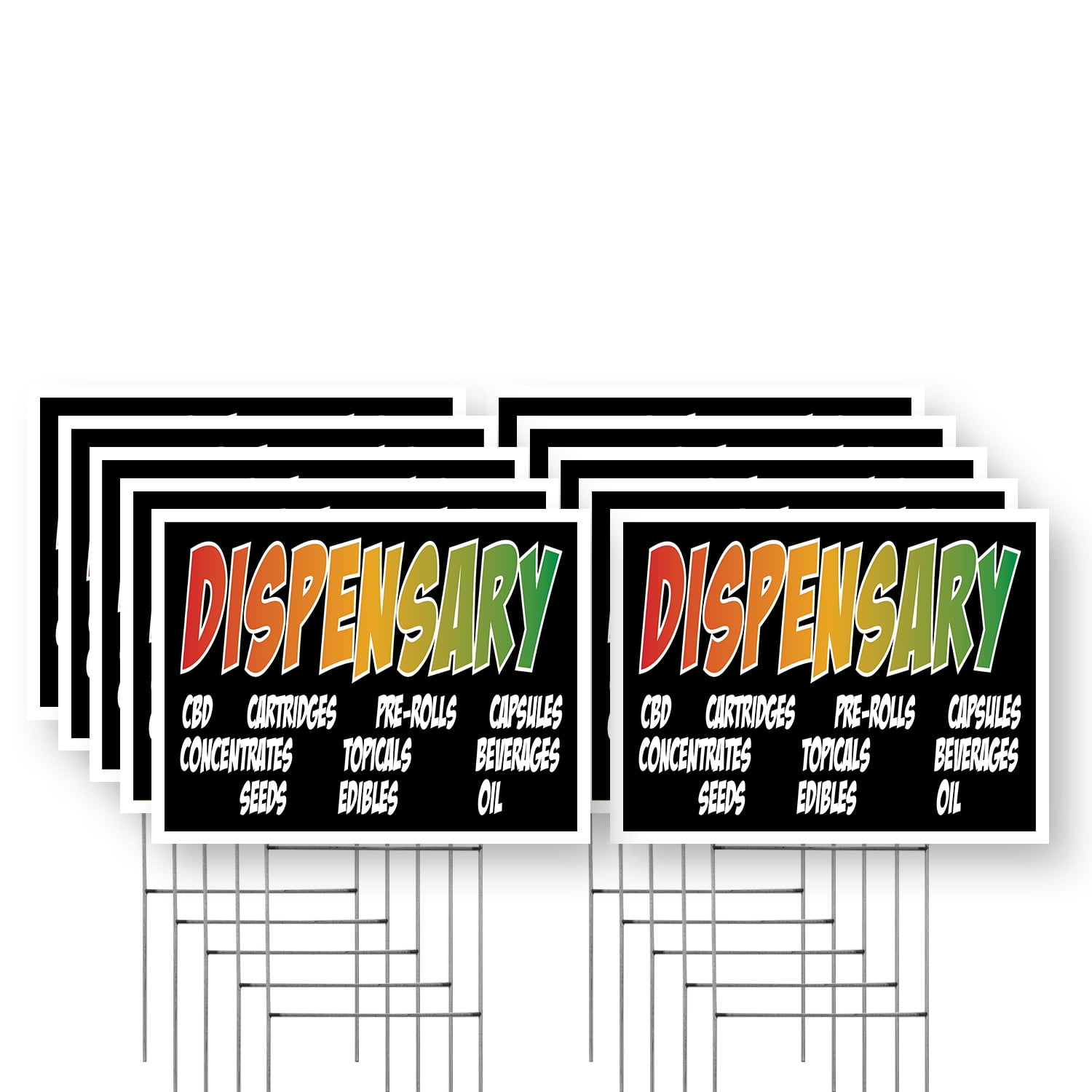 Dispensary CBD Pre Rolls Edibles Yard Sign 10 Pack of 18 Inch x 24 Inch ...