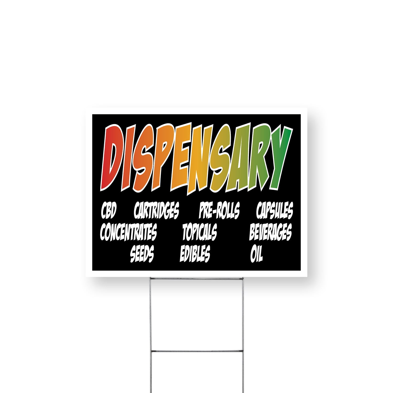 Dispensary CBD Pre Rolls Edibles Yard Sign 18 Inch x 24 Inch Single ...