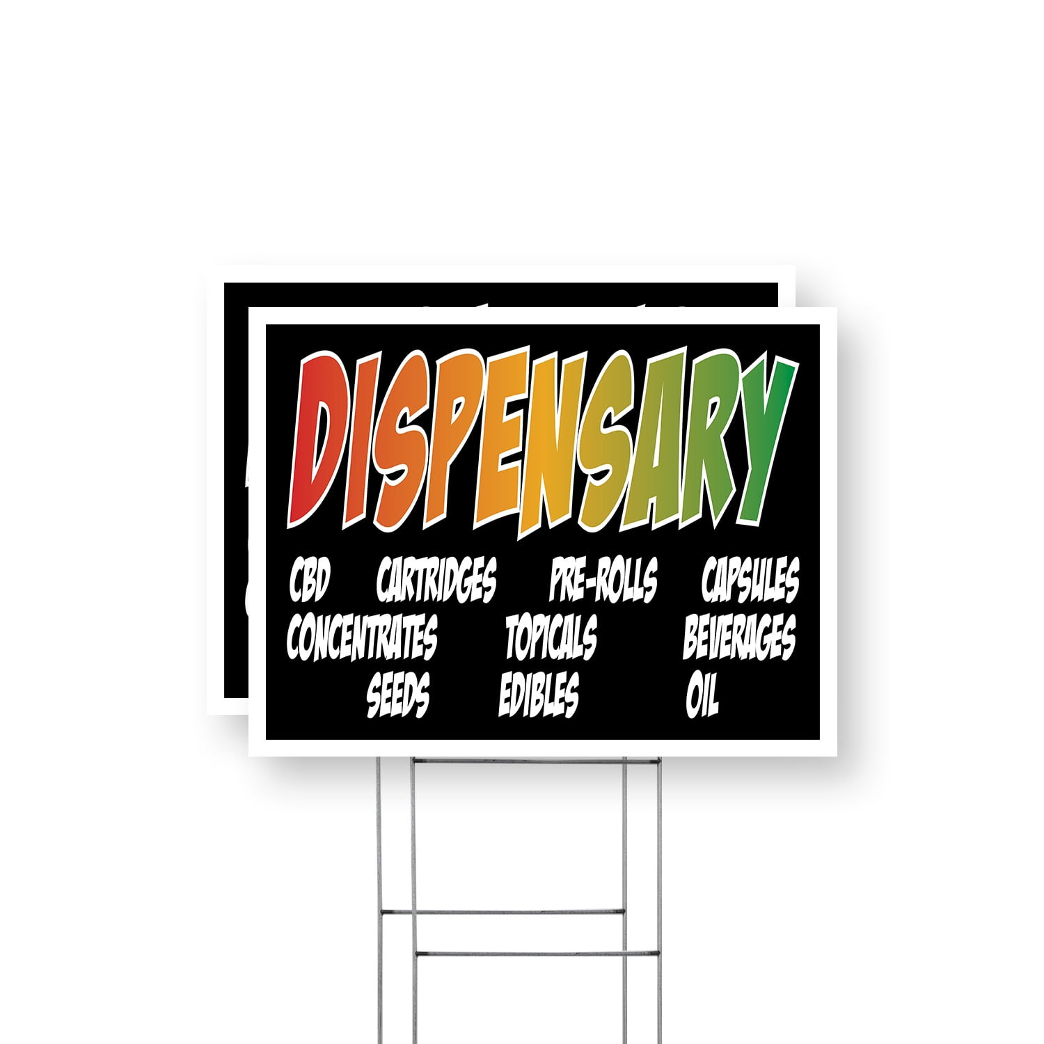 Dispensary CBD Pre Rolls Edibles Yard Sign 2 Pack of 18 Inch x 24 Inch ...