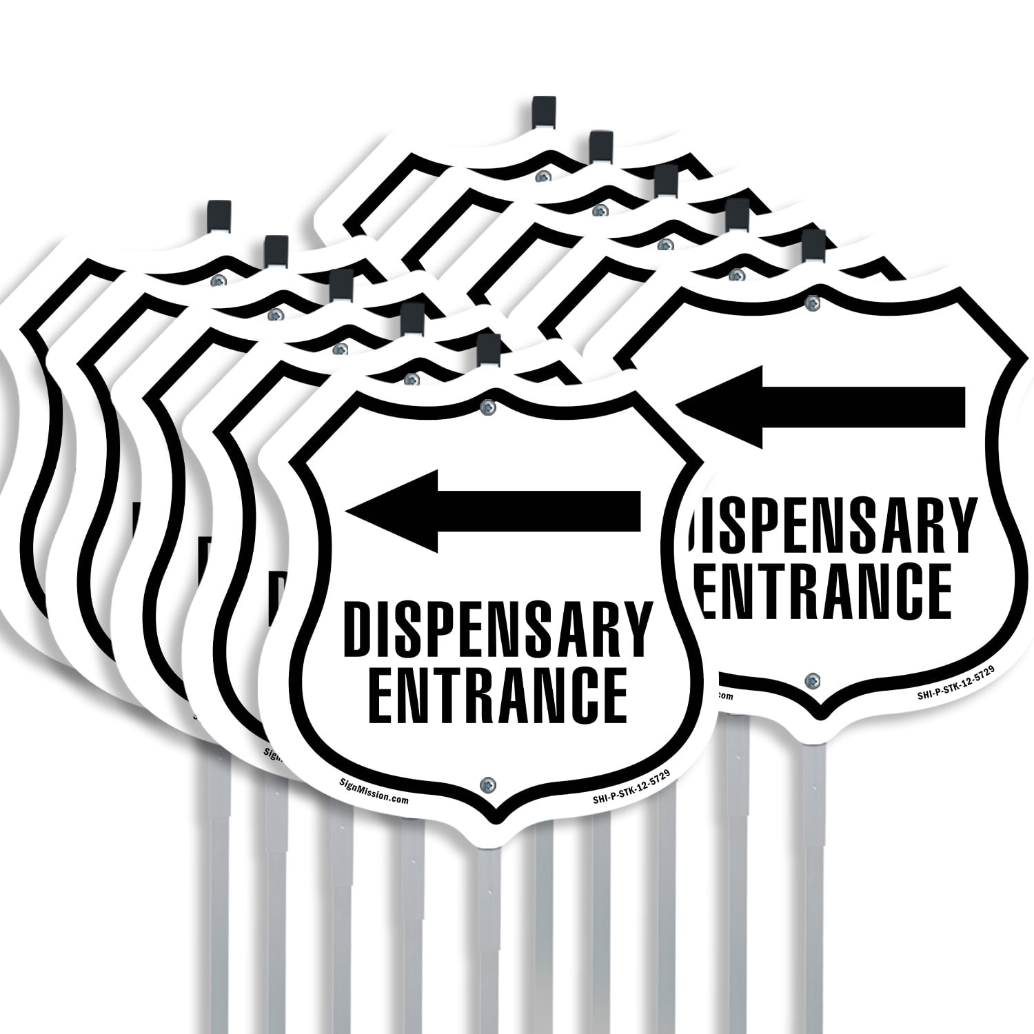 Dispensary Entrance Left (10 Pack) 12 inch X 12 inch Shield Shaped ...