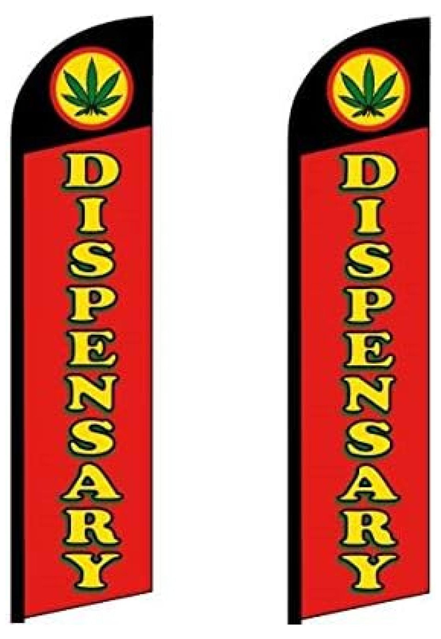 Dispensary Sign Flags -2 Pack |11.5ft x 2.5ft Heavy Duty Dispensary ...