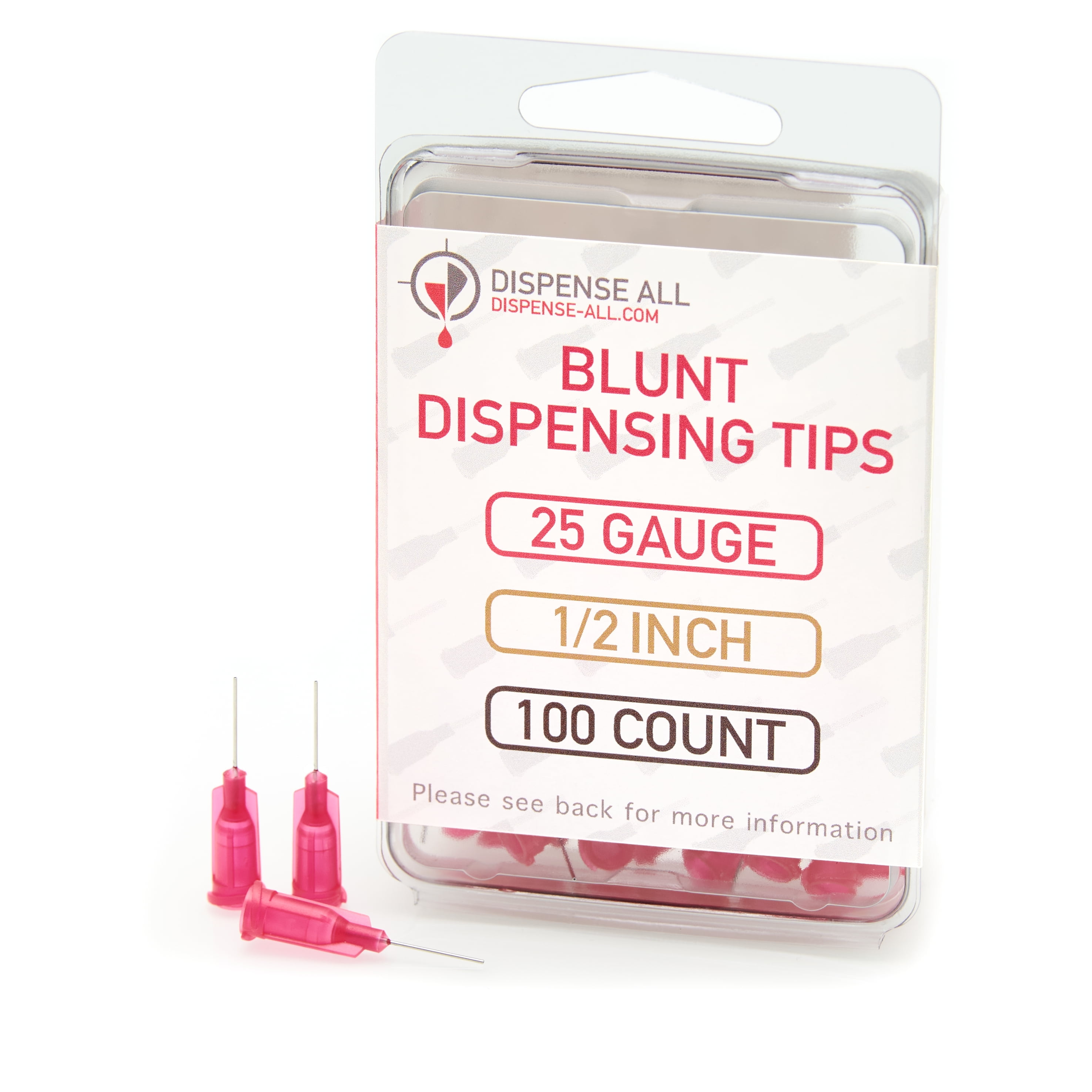 Dispense All - 25 Gauge 1/2 Inch Blunt Tipped Dispensing Needle, Luer ...