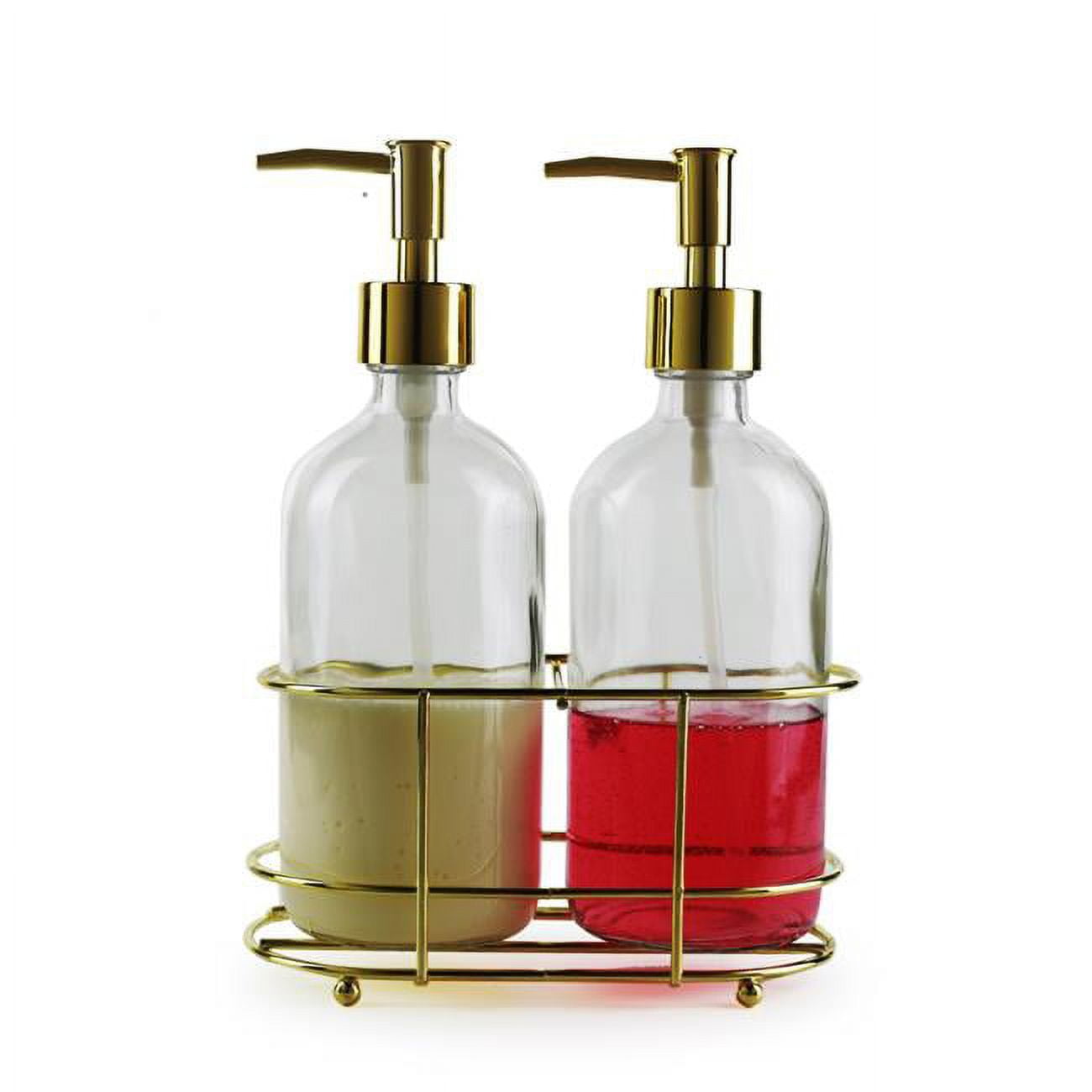 Circleware Duo Dispenser Accent Bottle Pumps in Metal Caddy Set of 2 ...