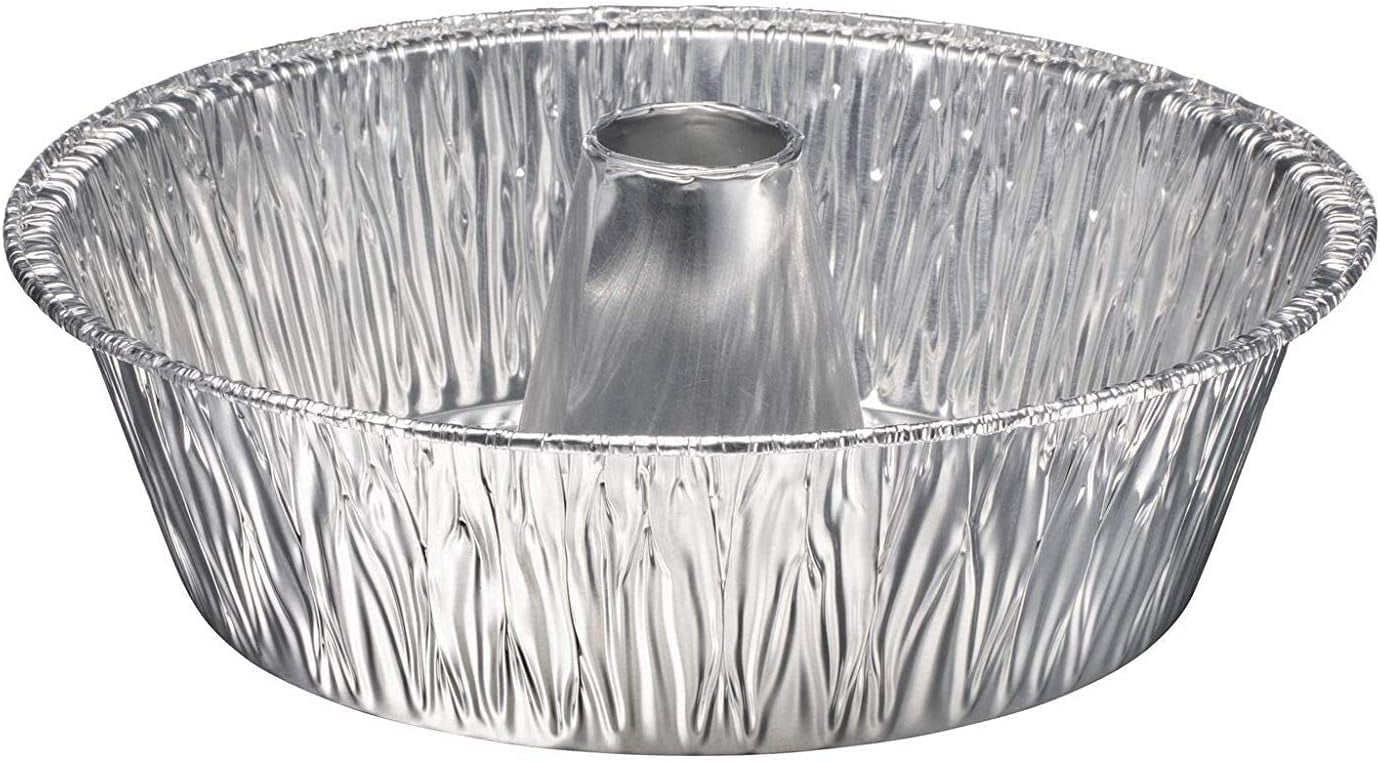 Displastible 8" Disposable Aluminum Angel Tube Foil Pans for Baking 100 ...
