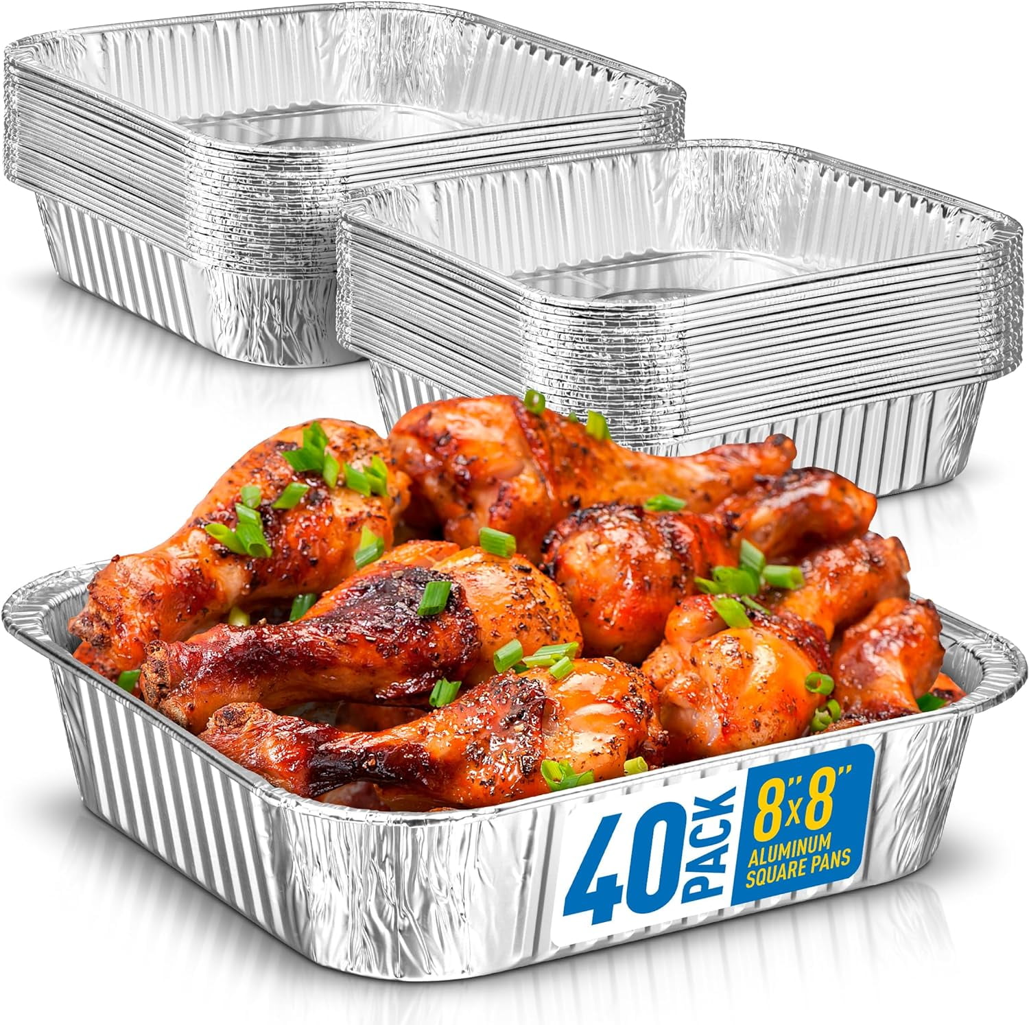 Displastible Deep Foil Aluminum Baking Pans, 8" Square for Brownies, 40 ...