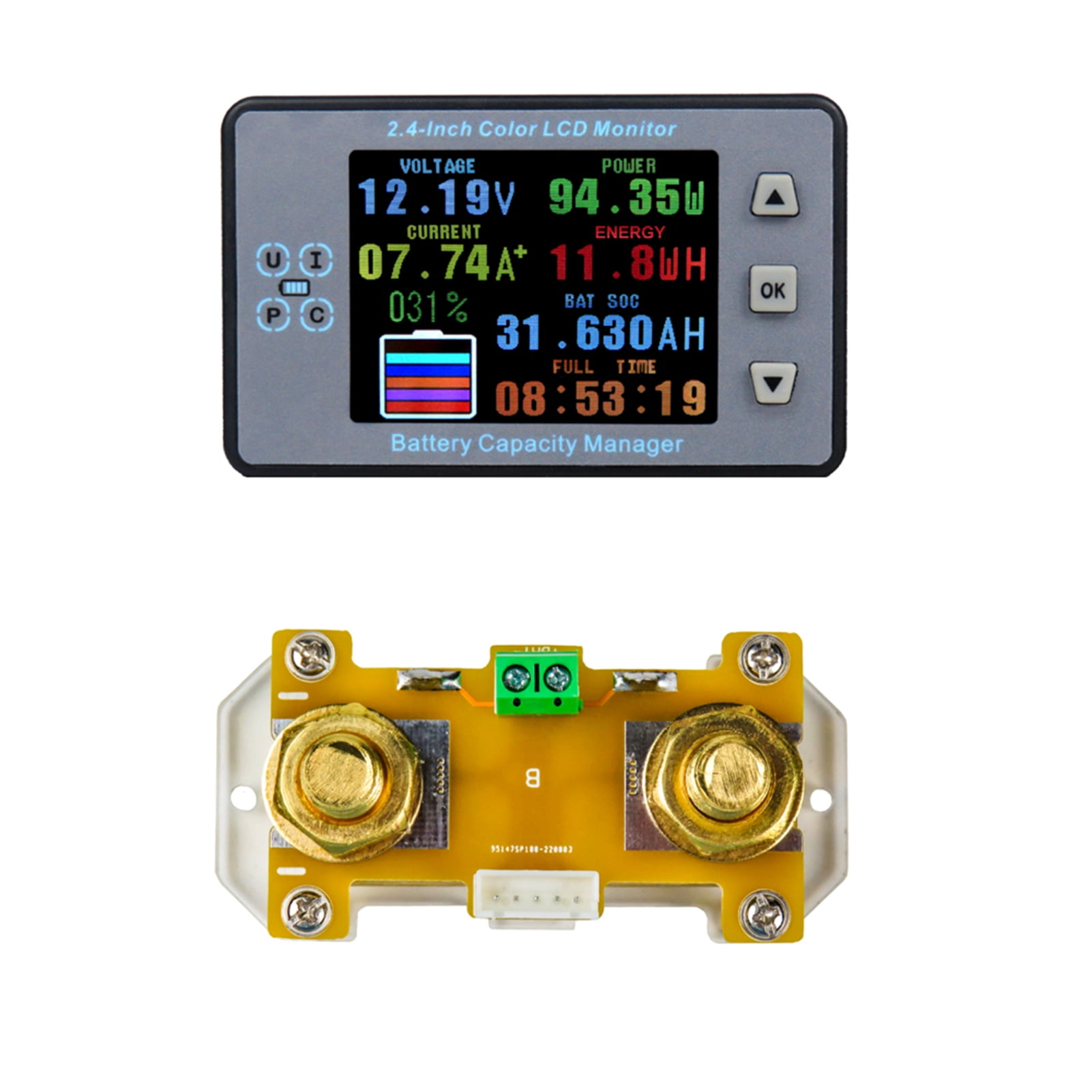 Display 2.4inch Color LCD Screen Coulometer Voltage Current Capacity ...