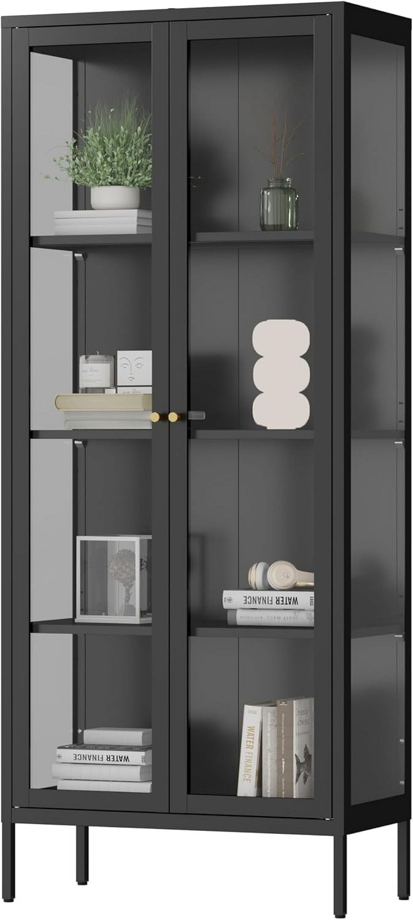 Display Cabinet with 3 SideTempered Glass, 66" Tall Curio Cabinet with ...