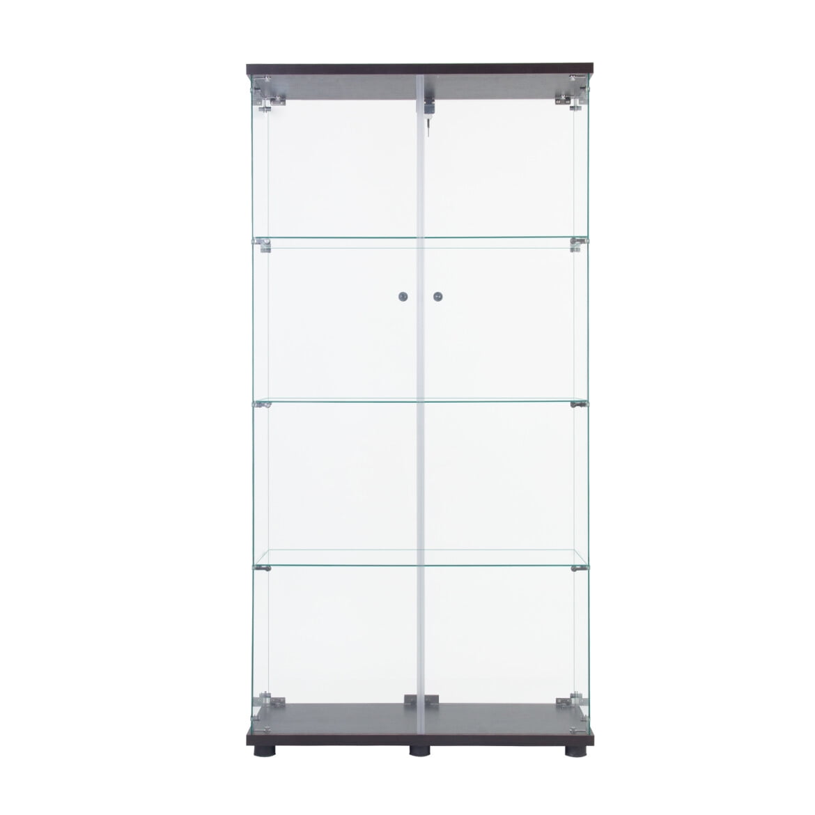 Display Cabinet, 4 Layers Glass Display Cabinet with 2 Doors, Curio Cabinets, Storage Cabinet ...