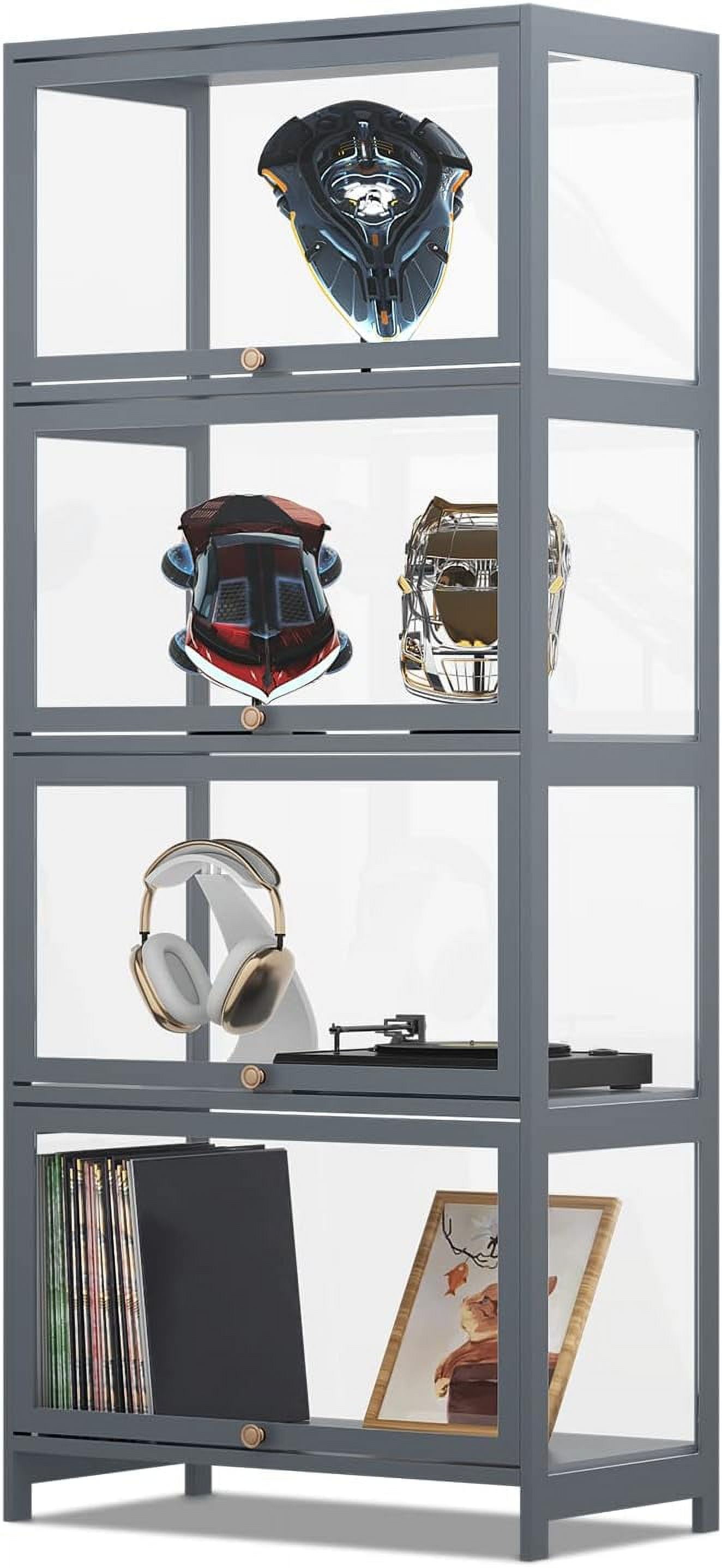 Display Cabinet 4-Tier Showcase Acrylic Display Case, 3-Sided Clear ...