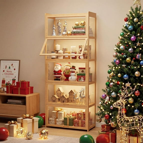 Display Cabinet with Acrylic Doors, 5-Tier Curio Cabinet for ...