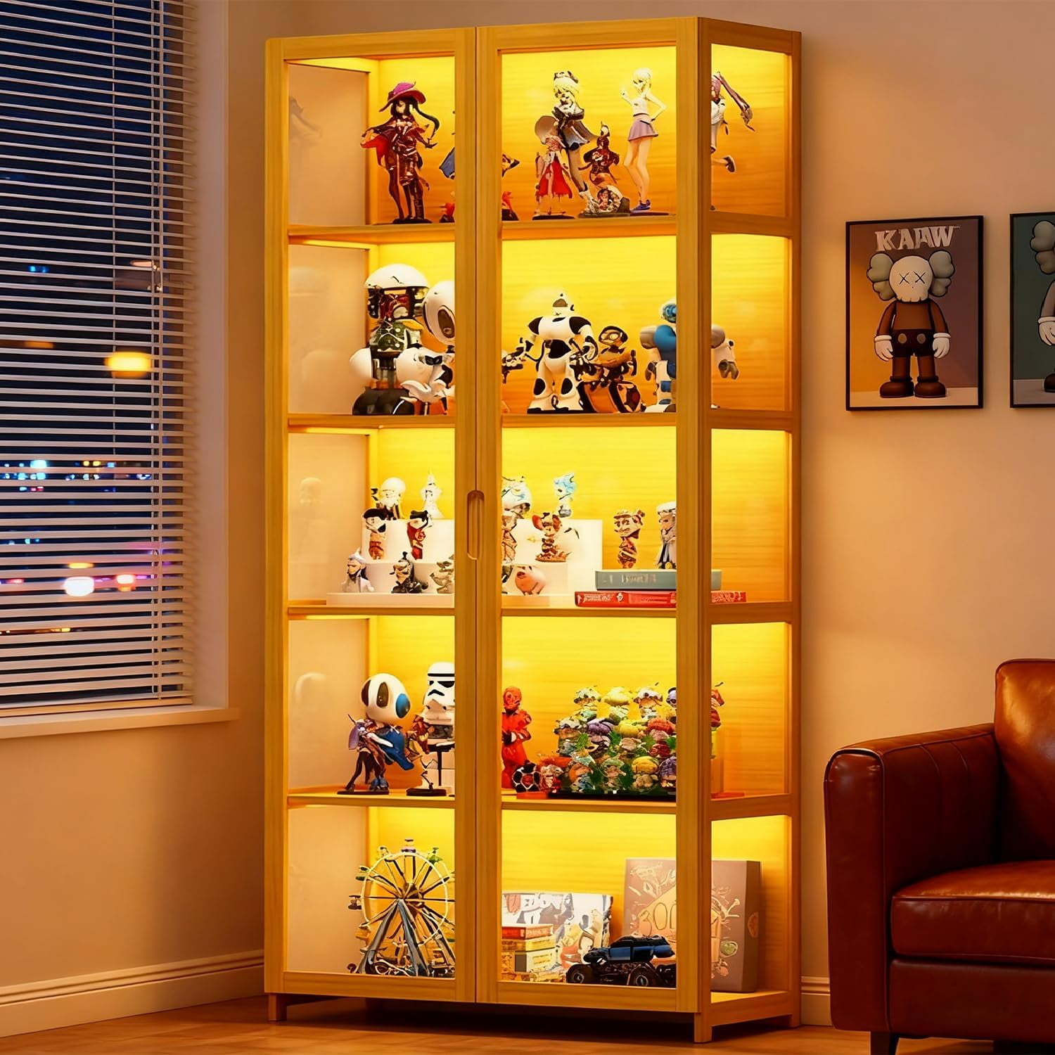 Display Cabinet with Acrylic Doors, 63.78" High Display Case, 5-Tier ...