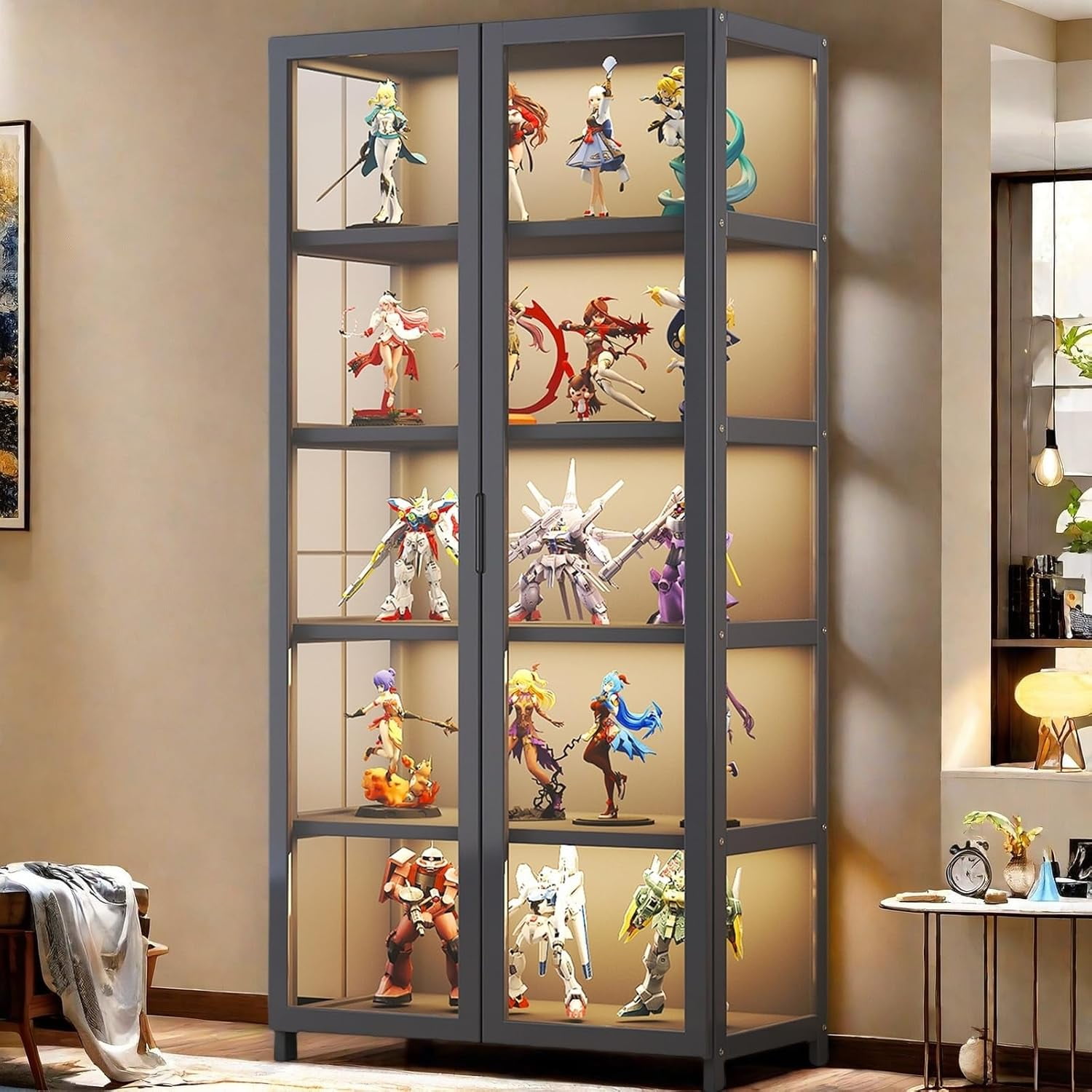 Display Cabinet with Acrylic Glass Doors, 5-Tier Curio Cabinet for ...