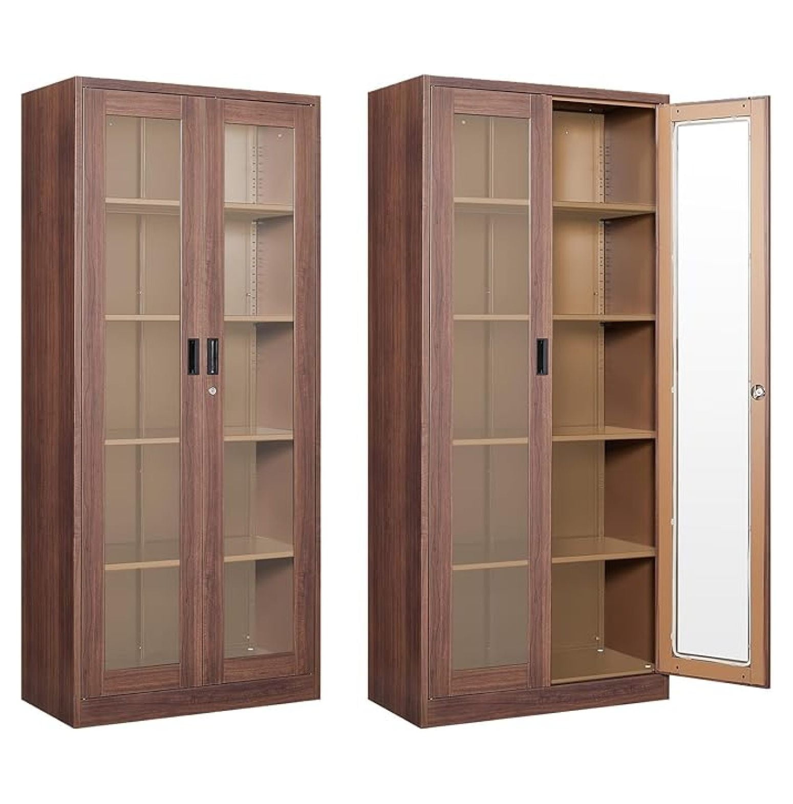 Display Cabinet with Glass Doors, Display Case Cabinet for , Curio ...