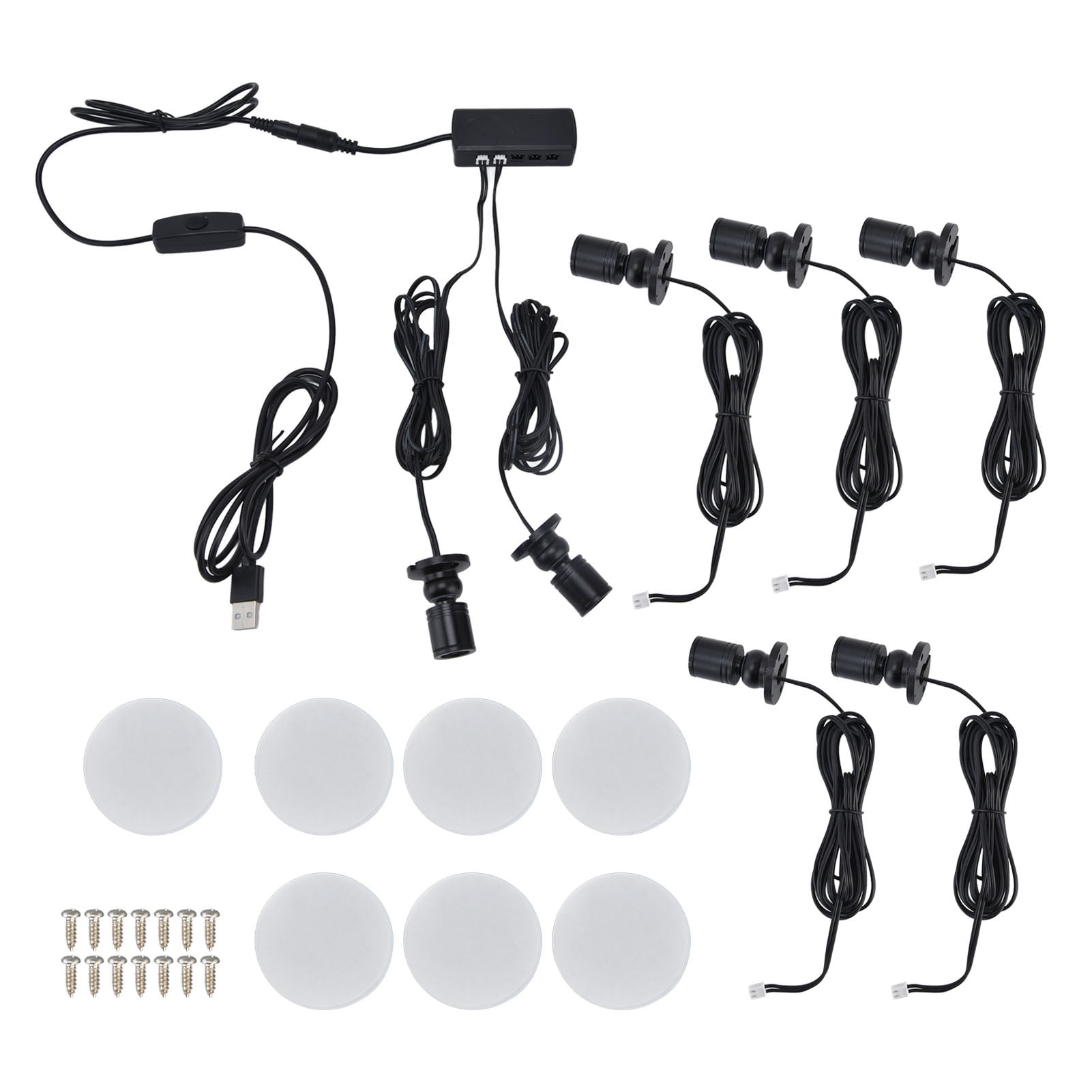 Display Cabinet Light USB Powered Dimmable Round Small LED Cabinet Lamp ...