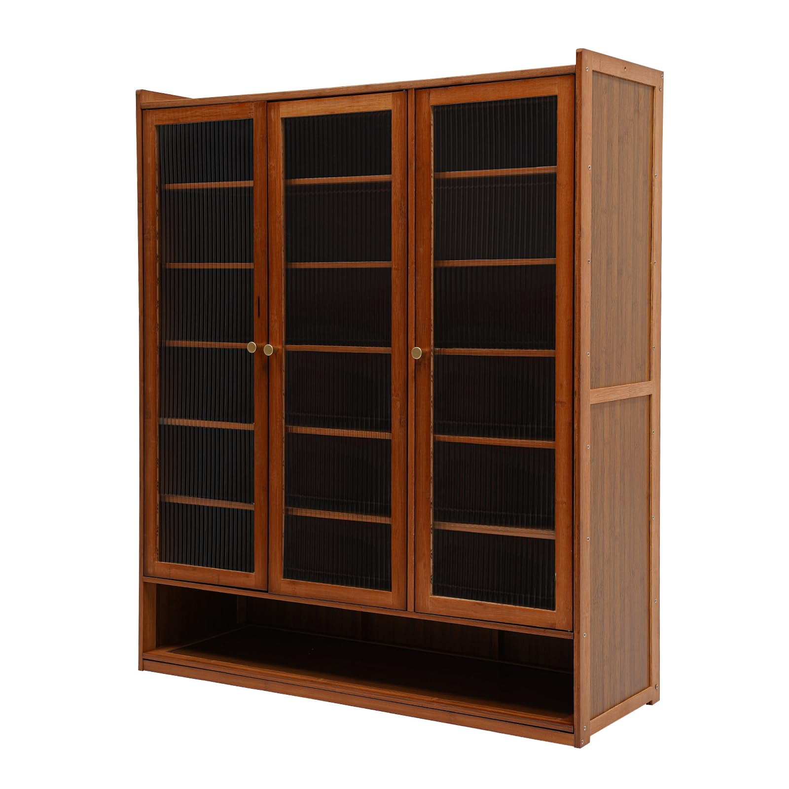 Display Cabinet with Translucent Doors, 8 Tiers Shelves Curio Cabinet ...