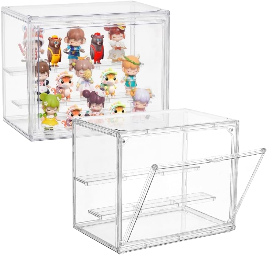 Display Case,3 Layer Clear Display Case Adjustable Display Box Stand ...