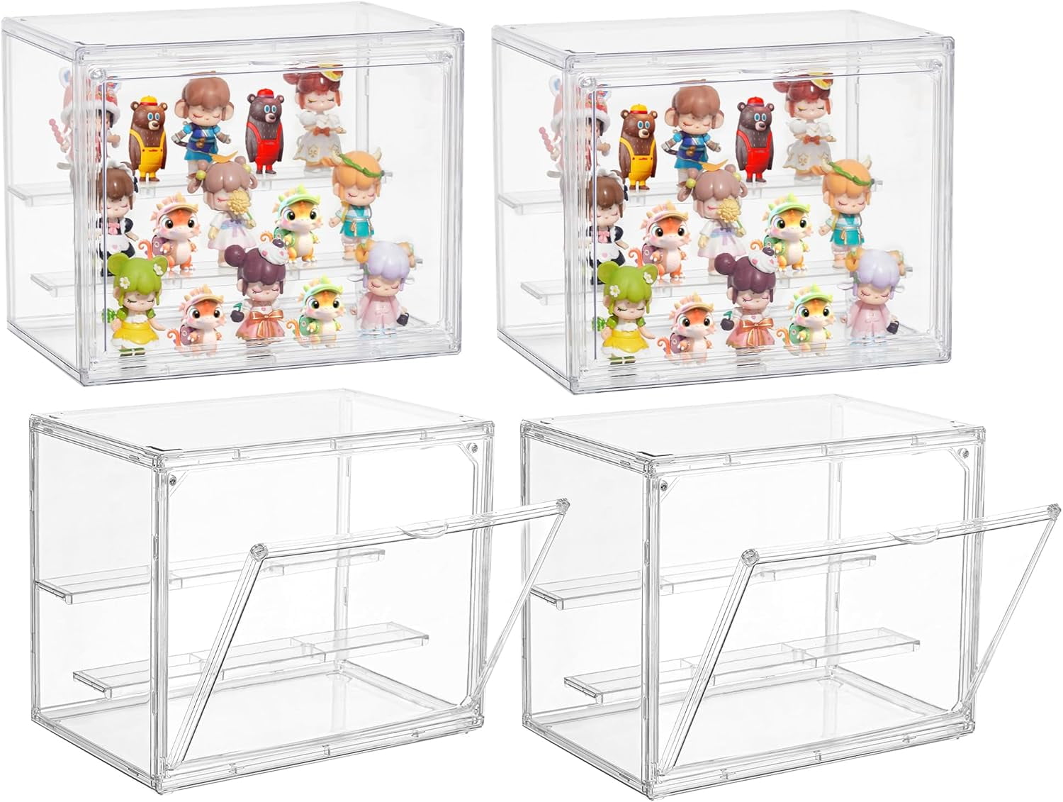 Display Case,4 Pack 3 Layer Clear Display Case Adjustable Display Box ...