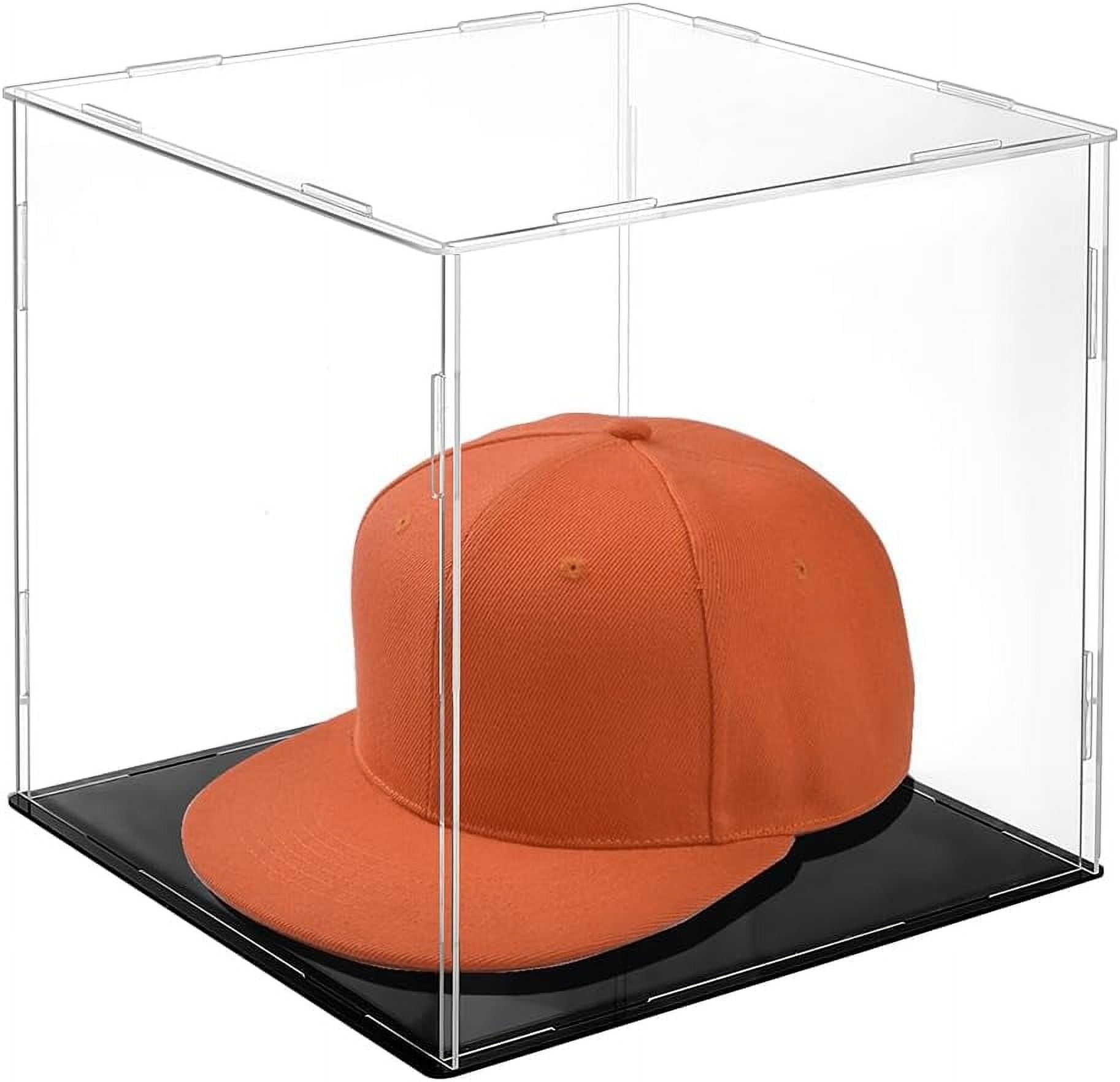 Display Case Clear Cube Baseball Holder Hat Display Case with Black ...