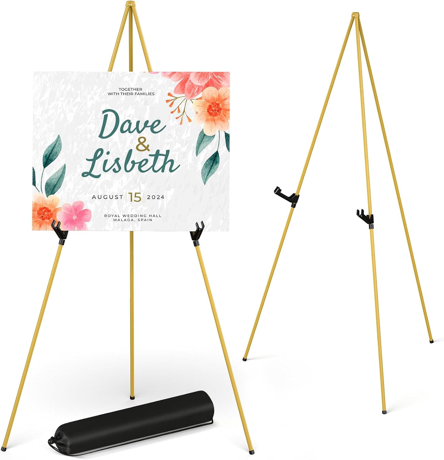Display Golden Easel Stand - 63" Artist Instant Tripod Collapsible ...