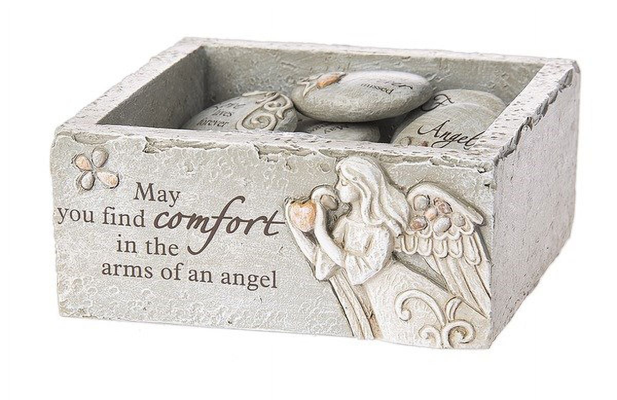 Display-Memorial Pebble Angel Stones In Planter Box (Set Of 25 ...