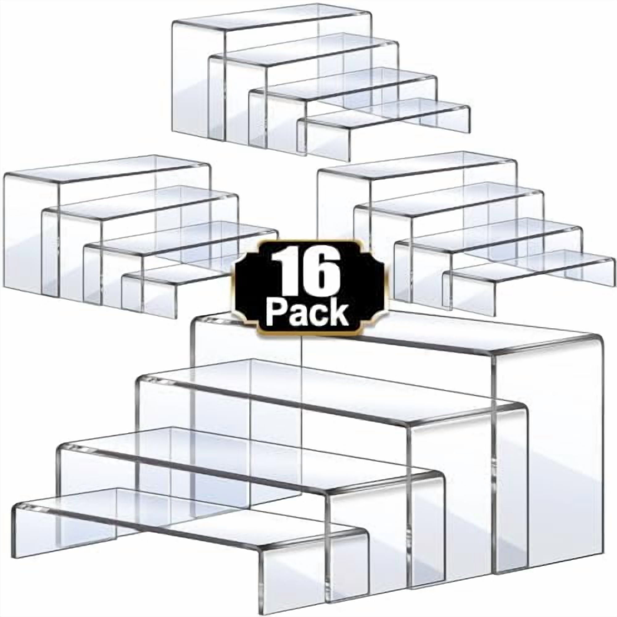 Display Risers, 16 Pcs 4 Set(7”L~8”L~9”L) Acrylic Riser Display Shelf ...