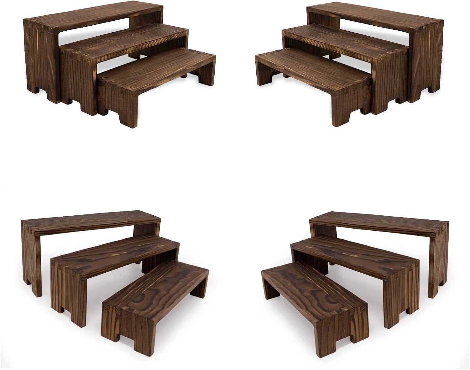 Display Risers-3 Tier Wood Risers Decorative Rectangular Display Stands ...
