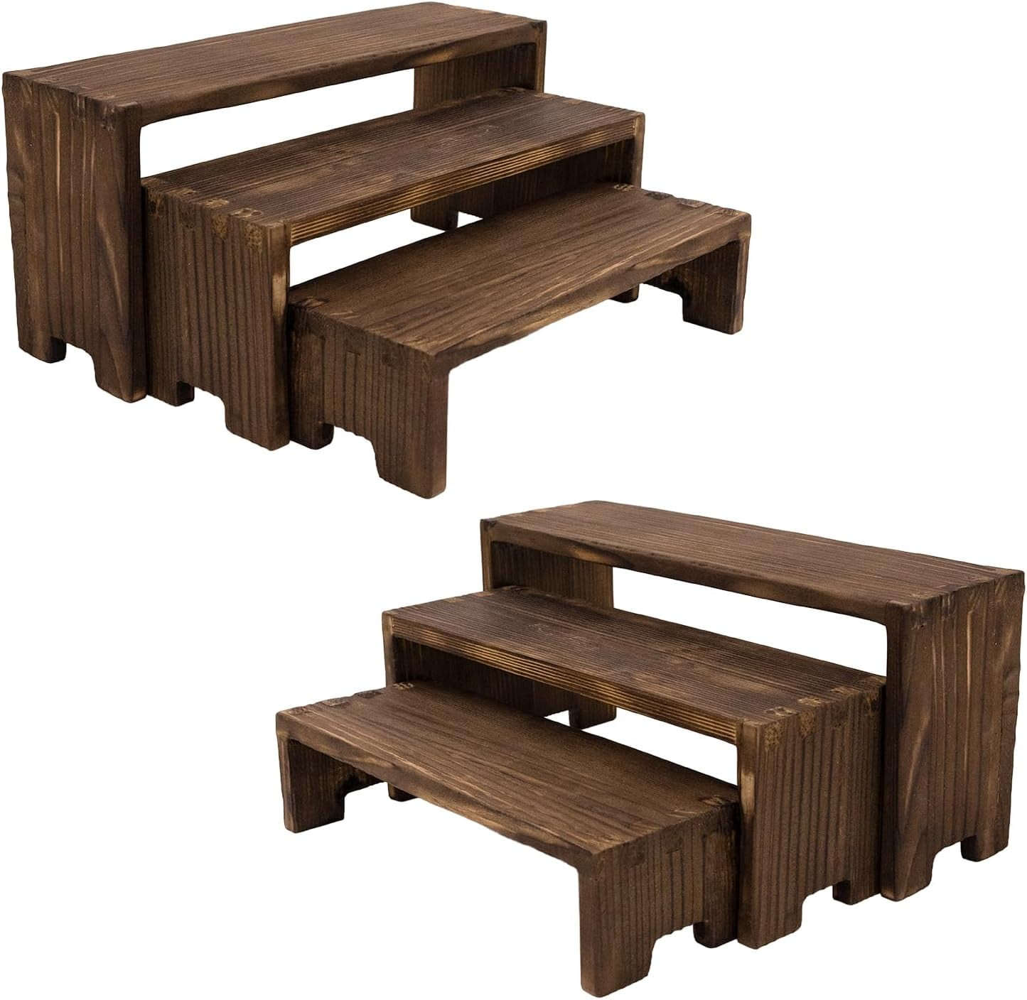 Display Risers-3 Tier Wood Risers Decorative Rectangular Display Stands ...