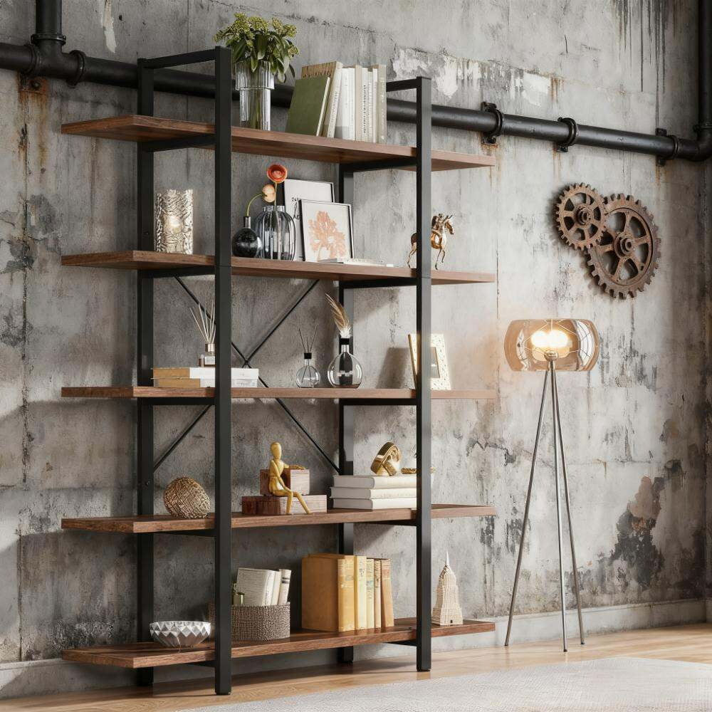 Display Shelves, 5-Tier Bookshelf 72 H x 12 W x 47L Inches, Brown ...