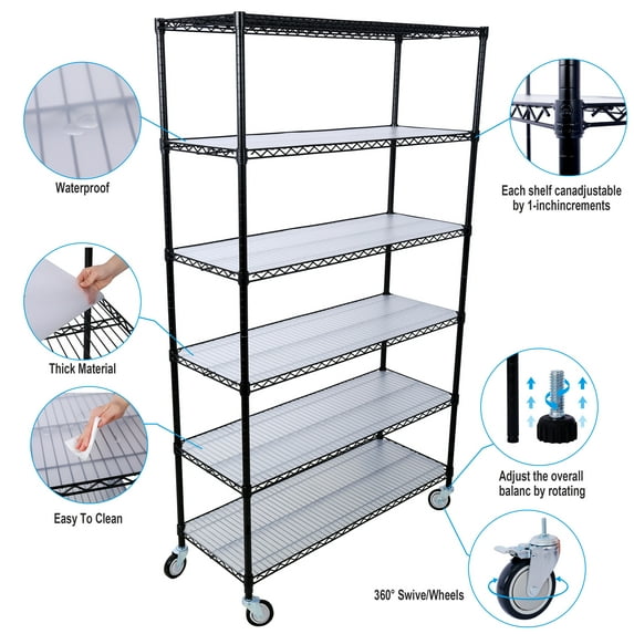 Display Shelves 6 Tier 6000lbs Capacity NSF Metal Shelf Wire Shelving ...