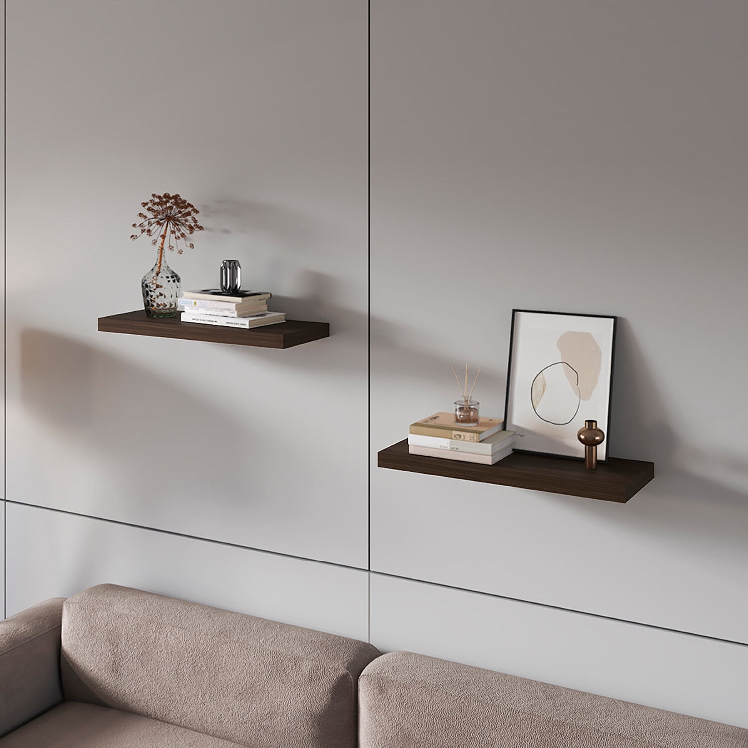 Display Shelves, Dark Walnut Floating Shelf, Walnut Shelving Units ...