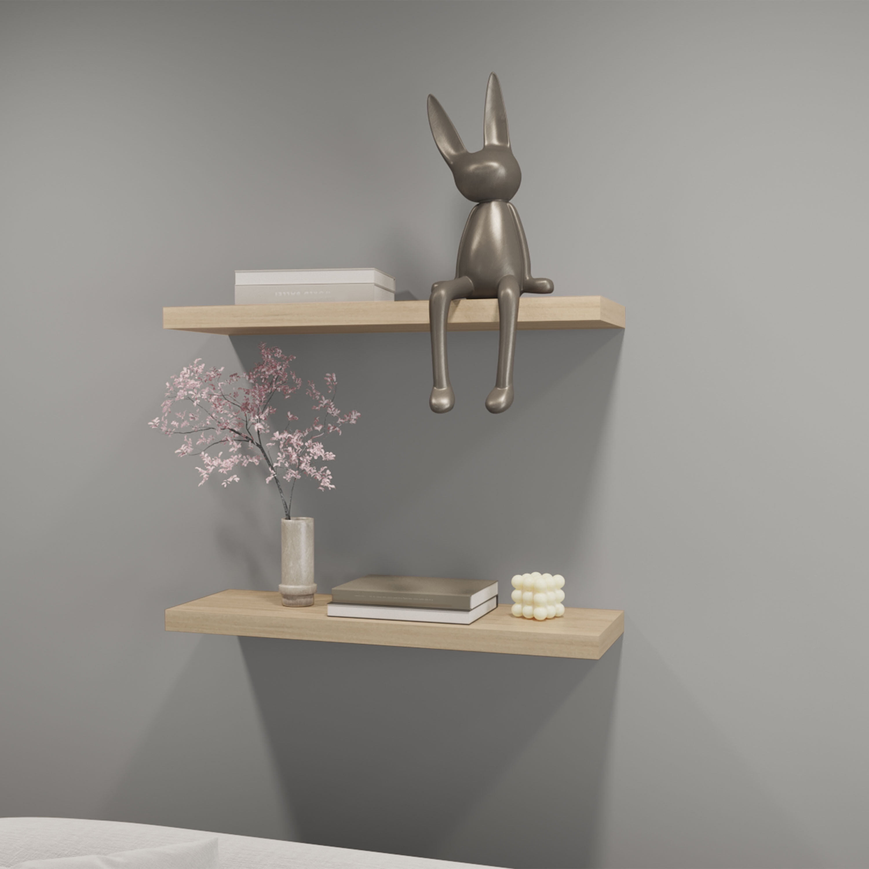 Display Shelves, Iva Floating Shelf in Melamine, Light Pine, Beige ...