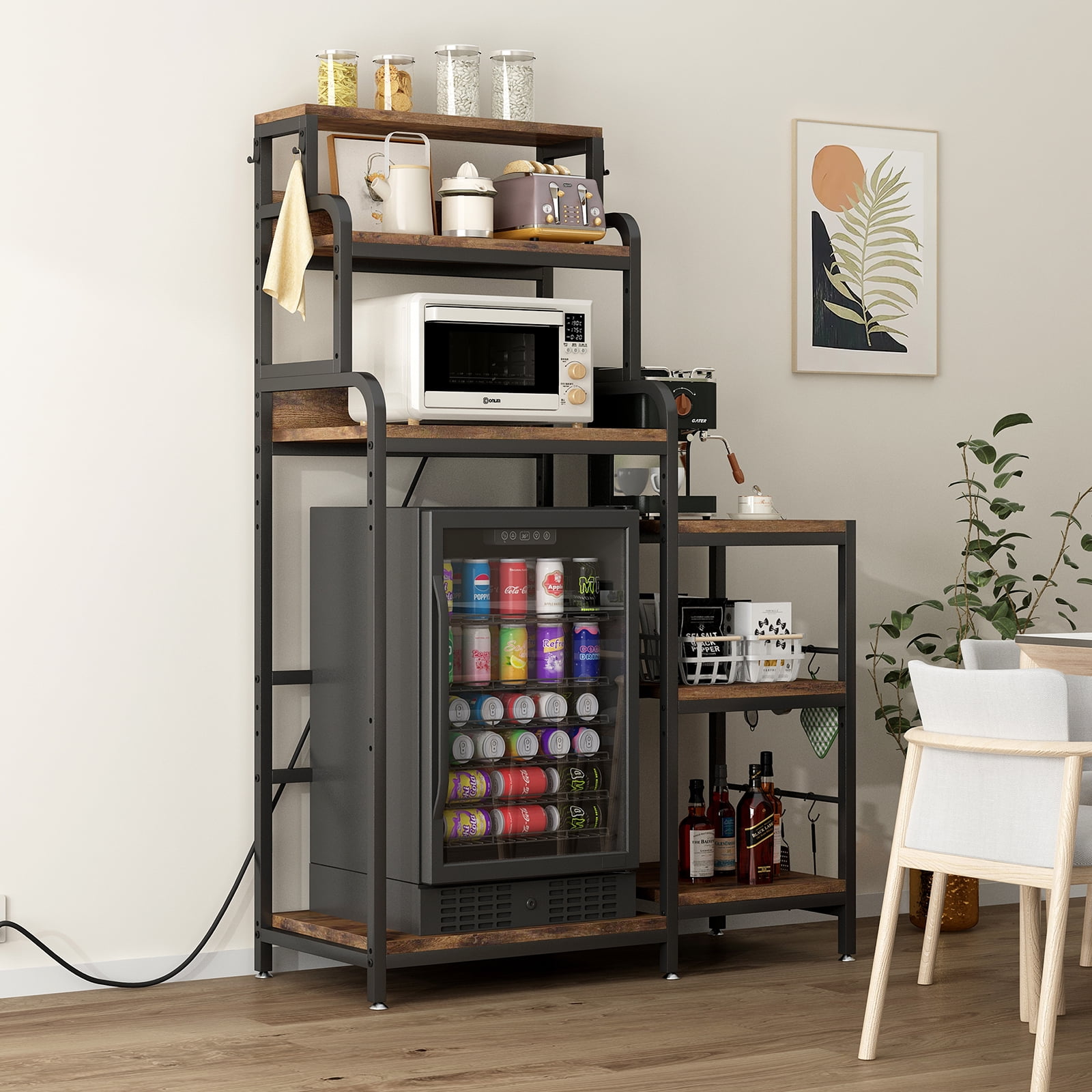Display Shelves Multifunctional 7-Tier Mini Fridge & Microwave Stand ...
