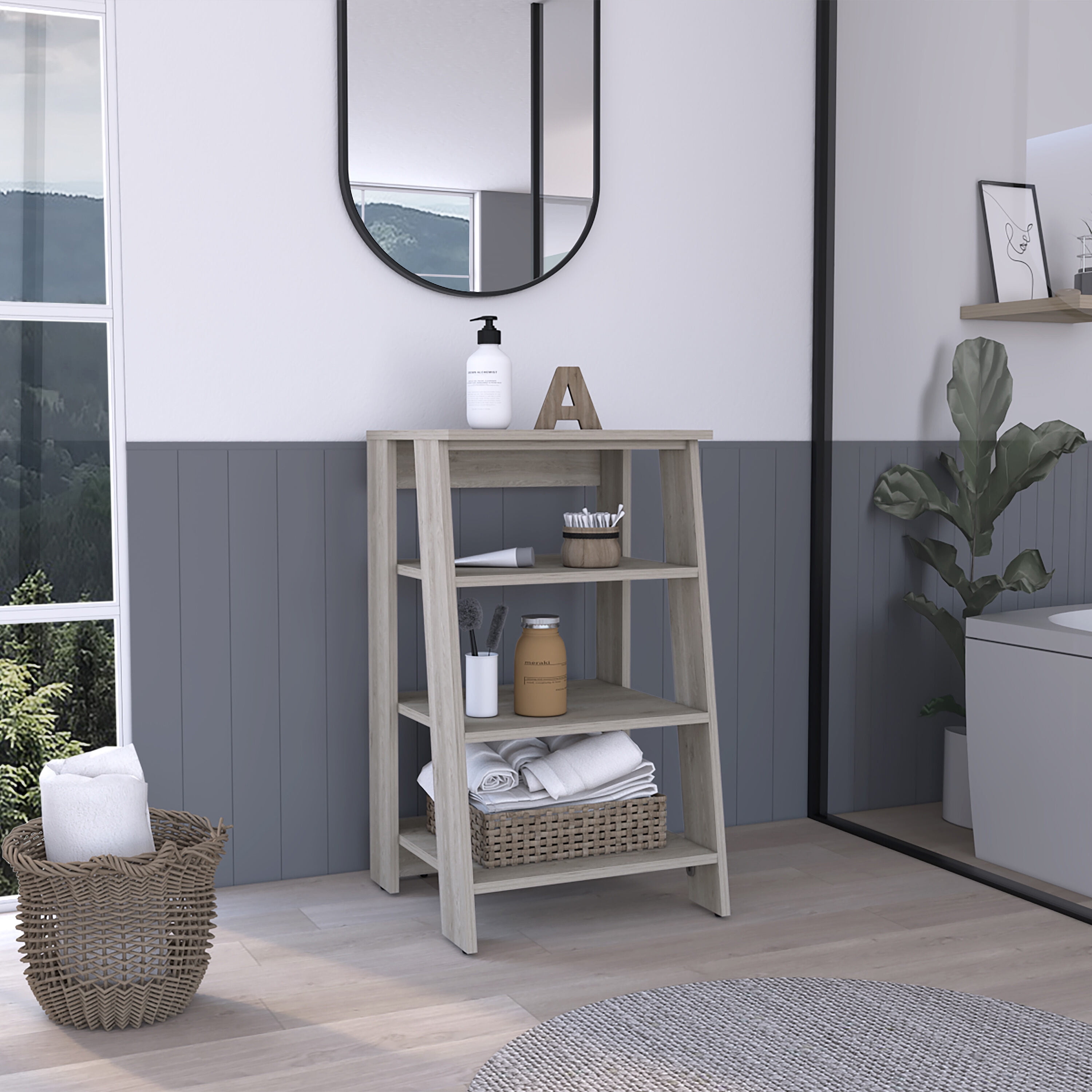 Display Shelves, Nashua 4-Shelf Linen Cabinet Light Grey, Light Gray ...