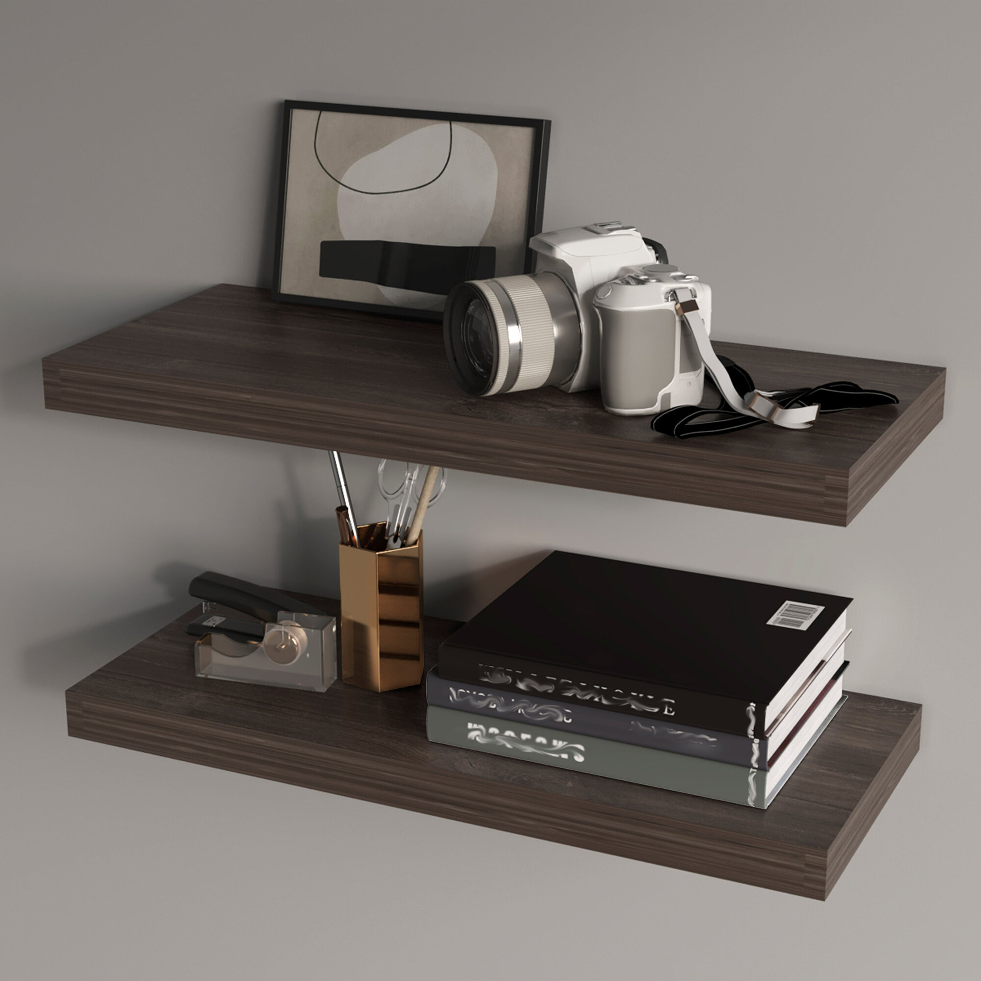 Display Shelves, Sienna Oak Floating Shelf, Oak Shelving Units,Particle ...