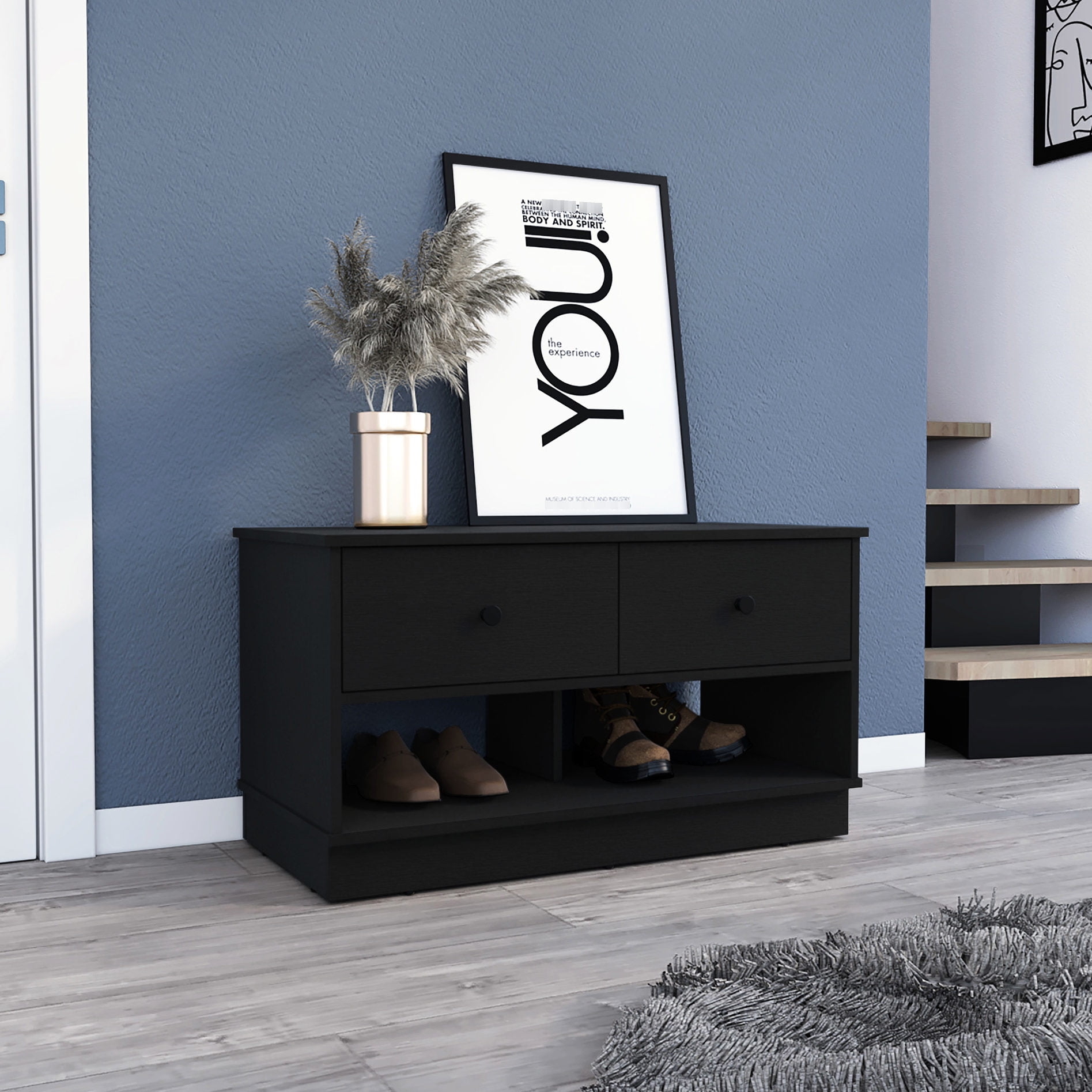 Display Shelves & Storage Drawers Bench+Black Wengue Finish”-“Bedroom ...