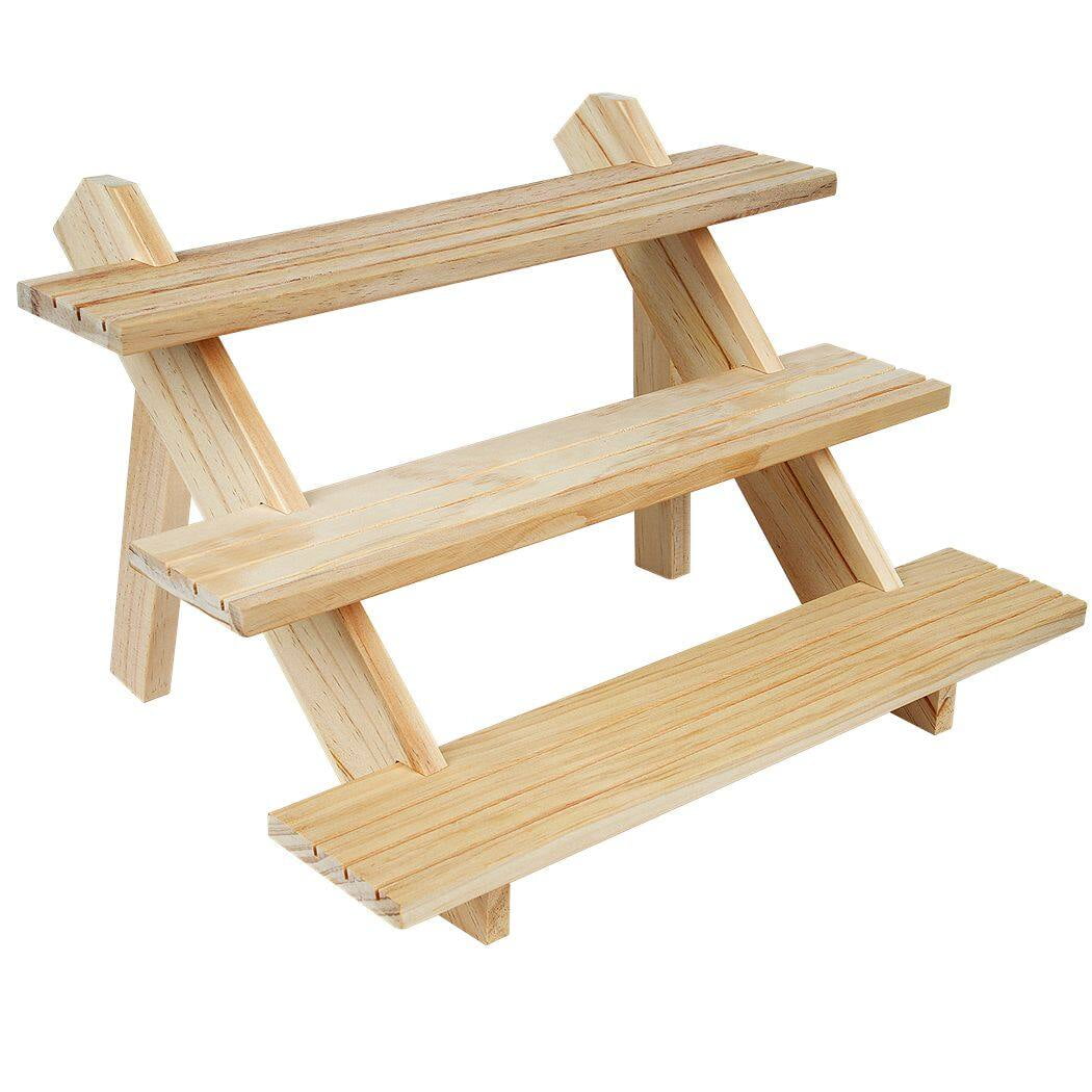 Display Shelves for Vendors, 3 Steps Wooden Display Riser, 3-Tier Table ...